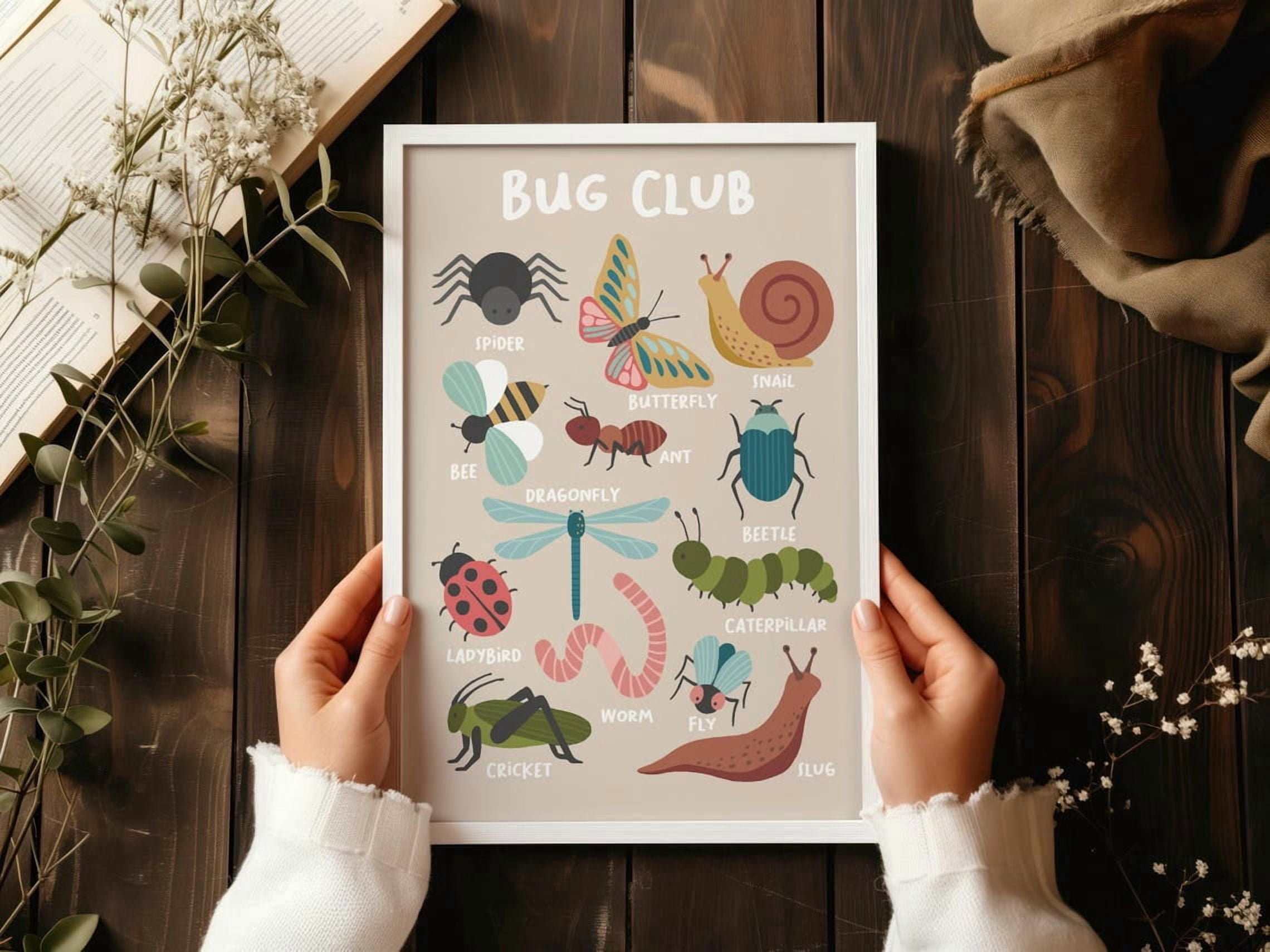 Bug Club Insect Nursery Childrens Wall Art, Unframed Canvas 24x36in ...