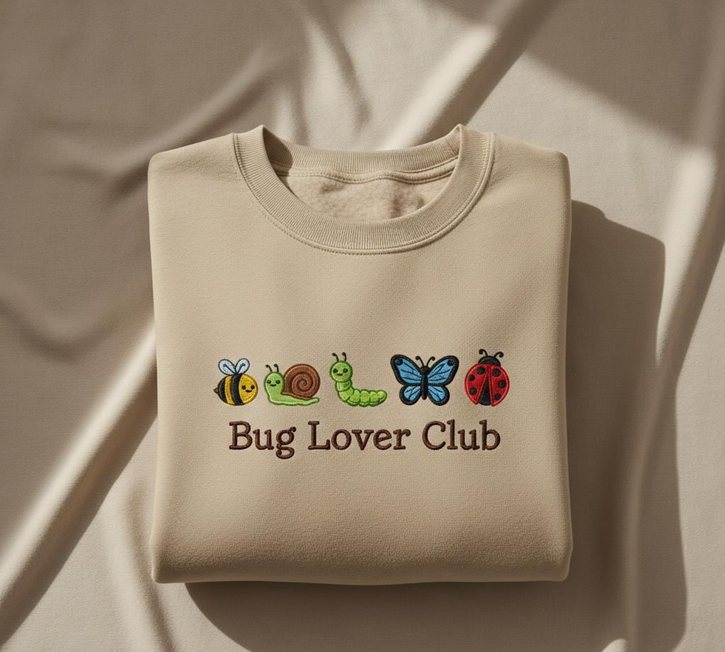 Bug Lover Sweatshirt Embroidered Bug Lover Club Cute Insect Crewneck ...