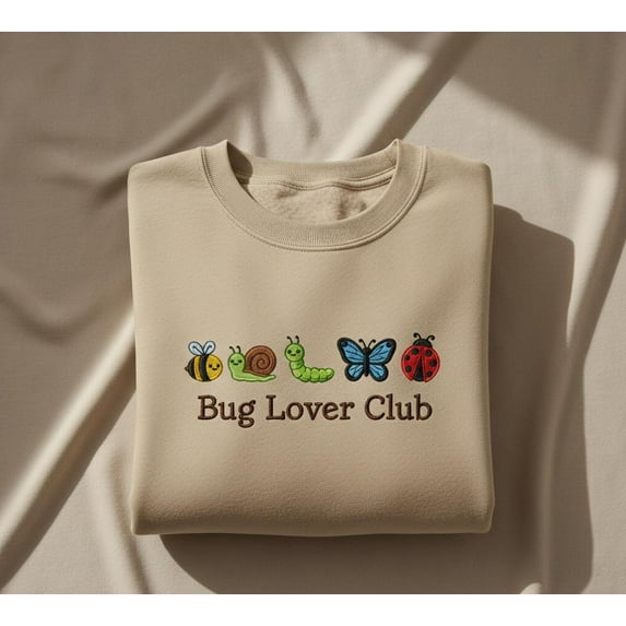 Bug Lover Sweatshirt Embroidered Bug Lover Club Cute Insect Crewneck ...