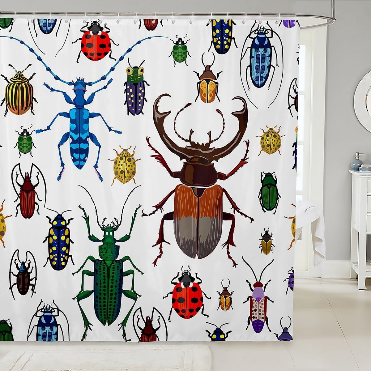 Bug Shower Curtain Flying s Pattern Bath Curtain polyester with Hooks ...