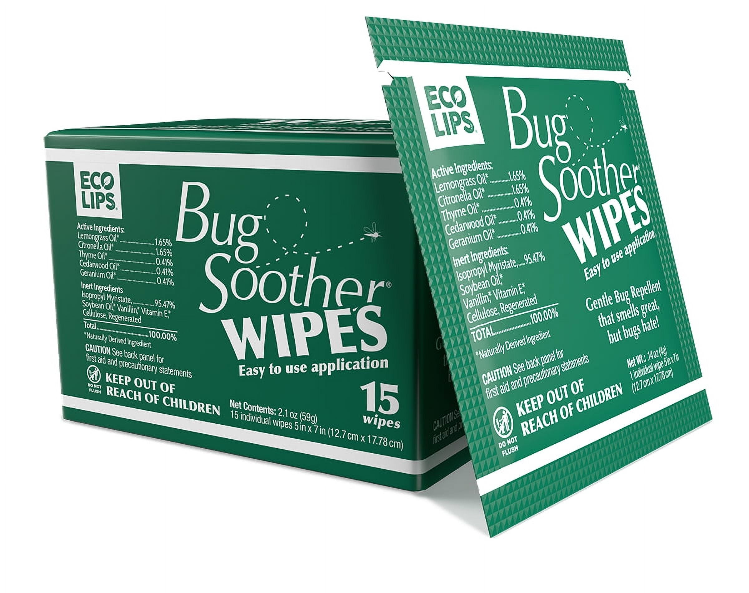 Bug Soother Natural Insect Repellent Disposable Single-Use Wipes (15 ...