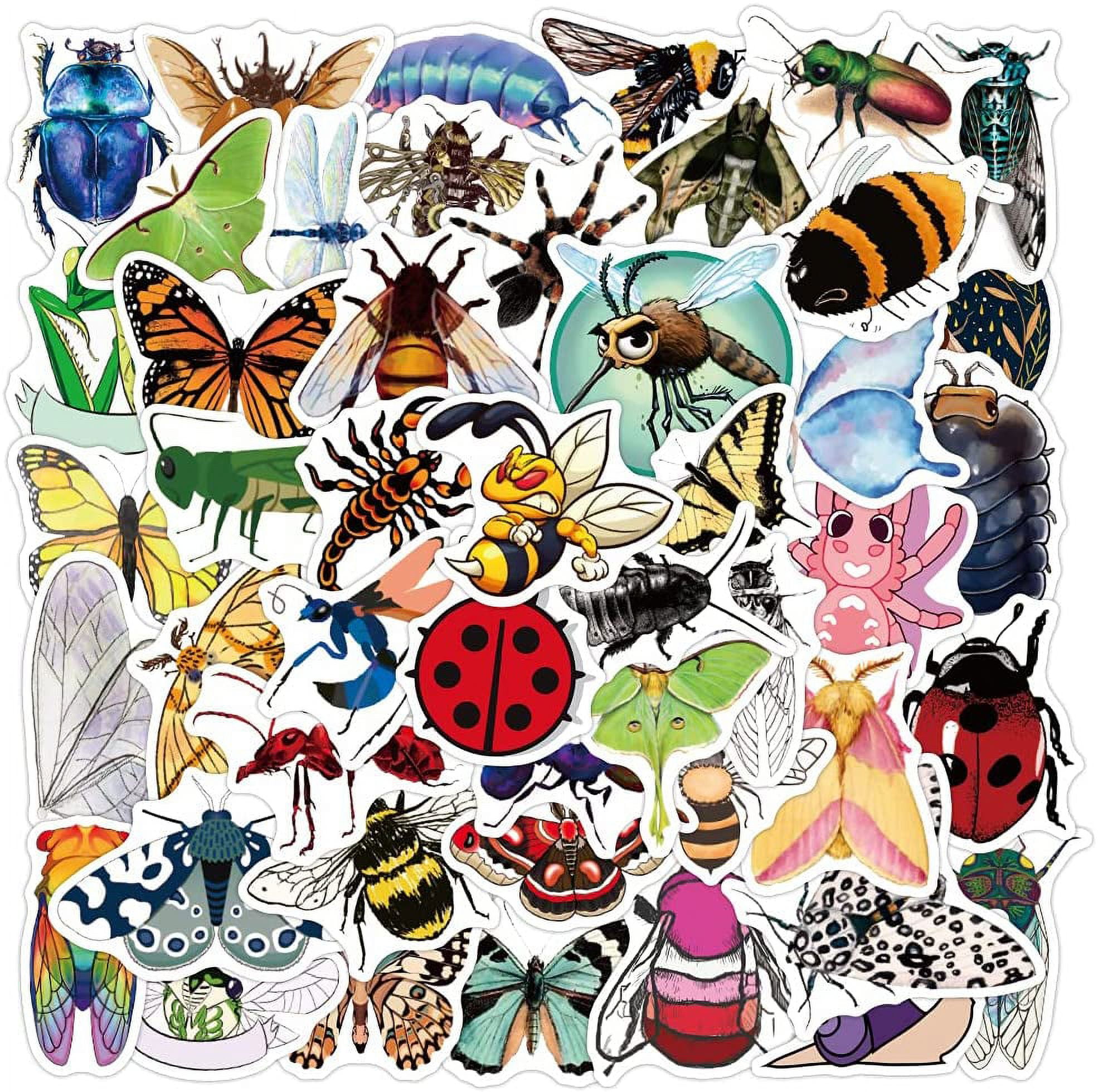 Bug Stickers Decal, 50Pcs Waterproof Vinyl Insect Stickers Pack for ...