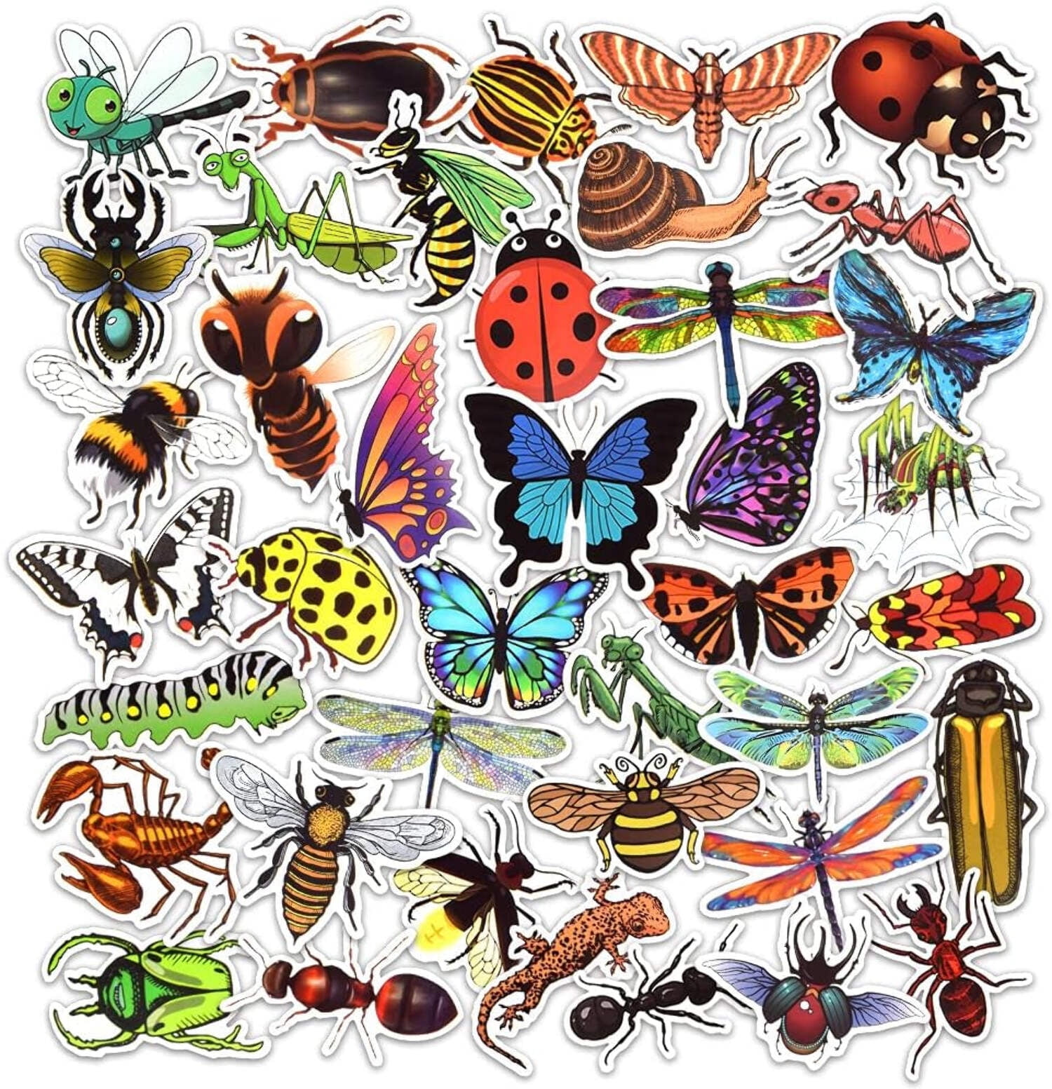 50 PCS Cute Bug Stickers for Kids Waterproof Vinyl Insect Stickers for ...