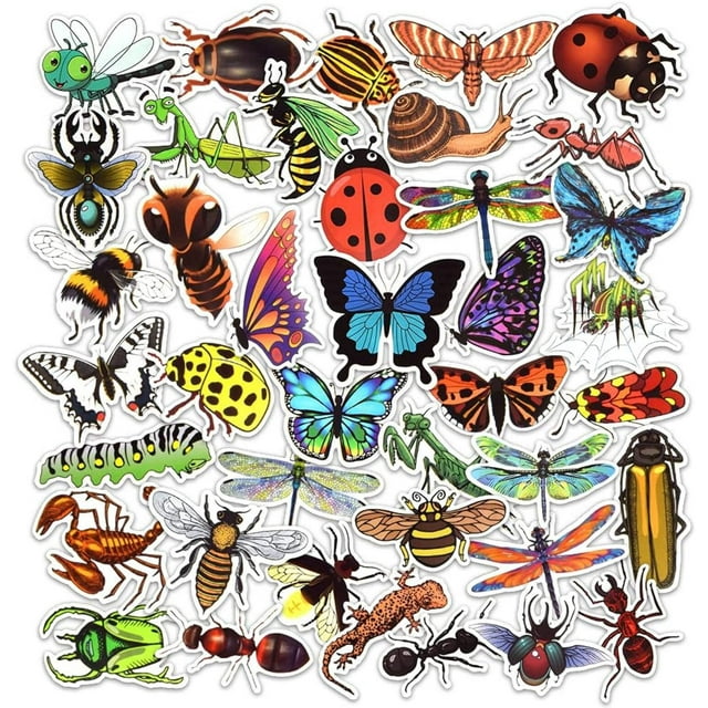 50 PCS Cute Bug Stickers for Kids Waterproof Vinyl Insect Stickers for ...
