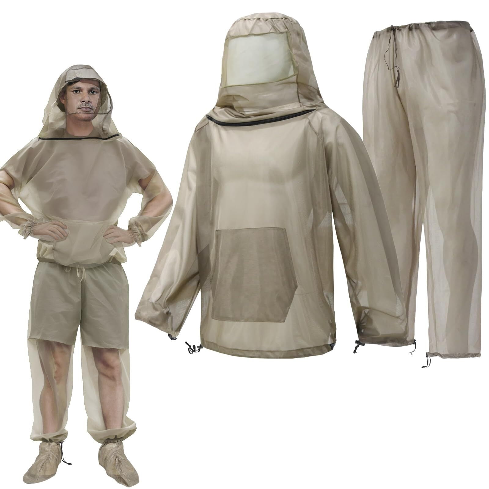Bug Suit for Men Women, 4 Pcs Full Body Mosquito Net Suit Including ...