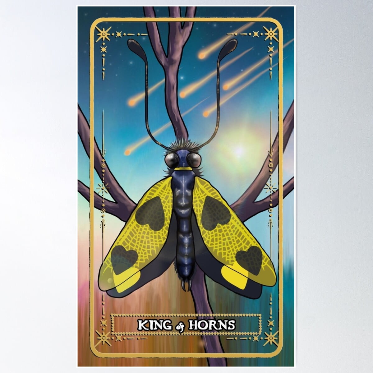 Bug Tarot - King Of Horns Poster Wall Art, Modern Wall Decor For Living ...