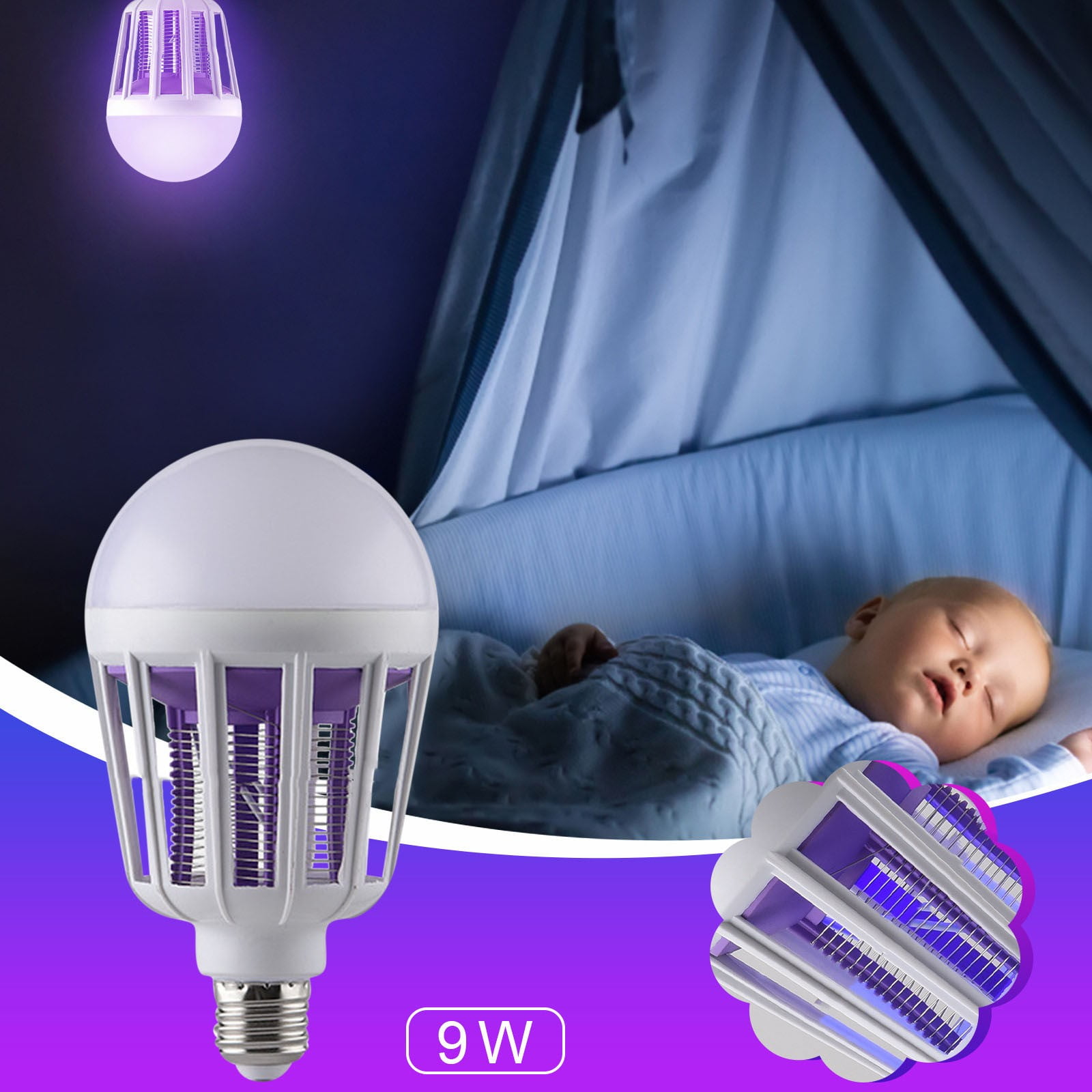 Bug Zapper Light Bulb Bulk 2 in 1 Electronic Mosquito Killer Lamp LED ...