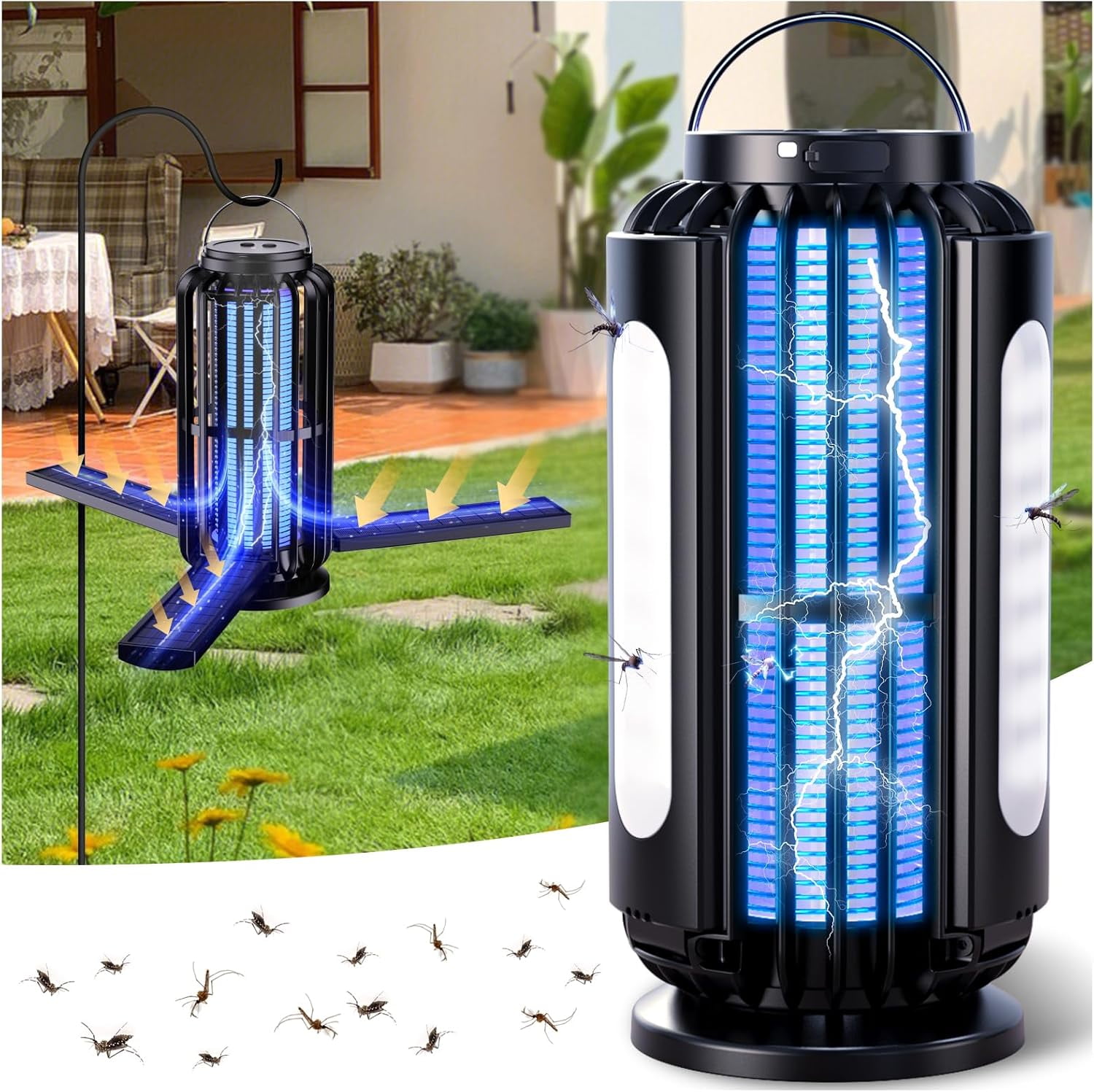 Bug Zapper, Mosquito Zapper Outdoor Indoor Solar Powered, Battery ...