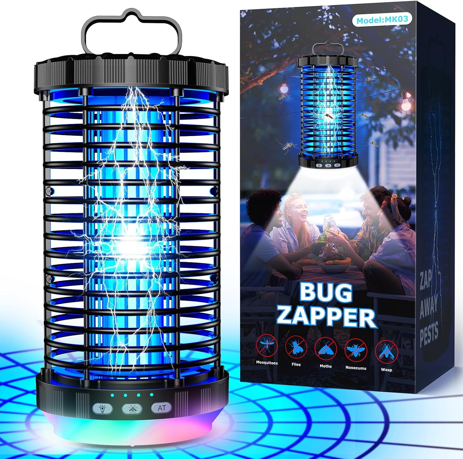 Bug Zapper Outdoor, 2025 Upgraded 3 in 1 Rechargeable Bug Zapper with ...