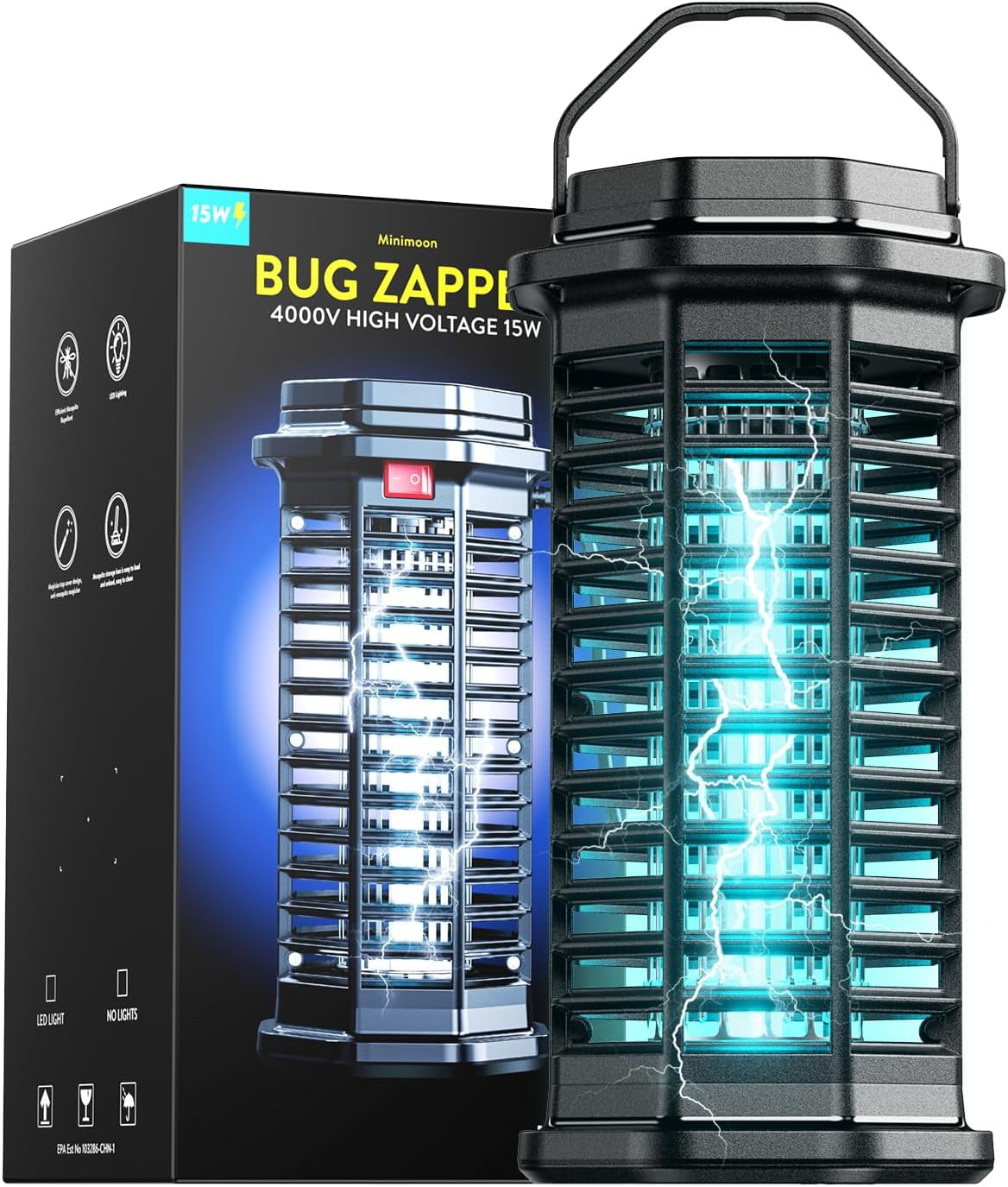 Bug Zapper Outdoor, 4200V Electric Mosquito Zapper Indoor, IPX4 ...