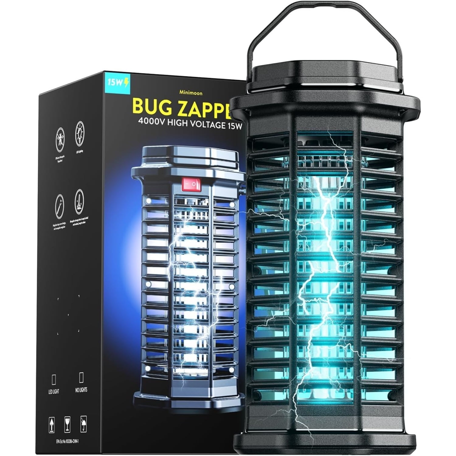 Bug Zapper Outdoor, 4200V Electric Mosquito Zapper Indoor, Insect ...