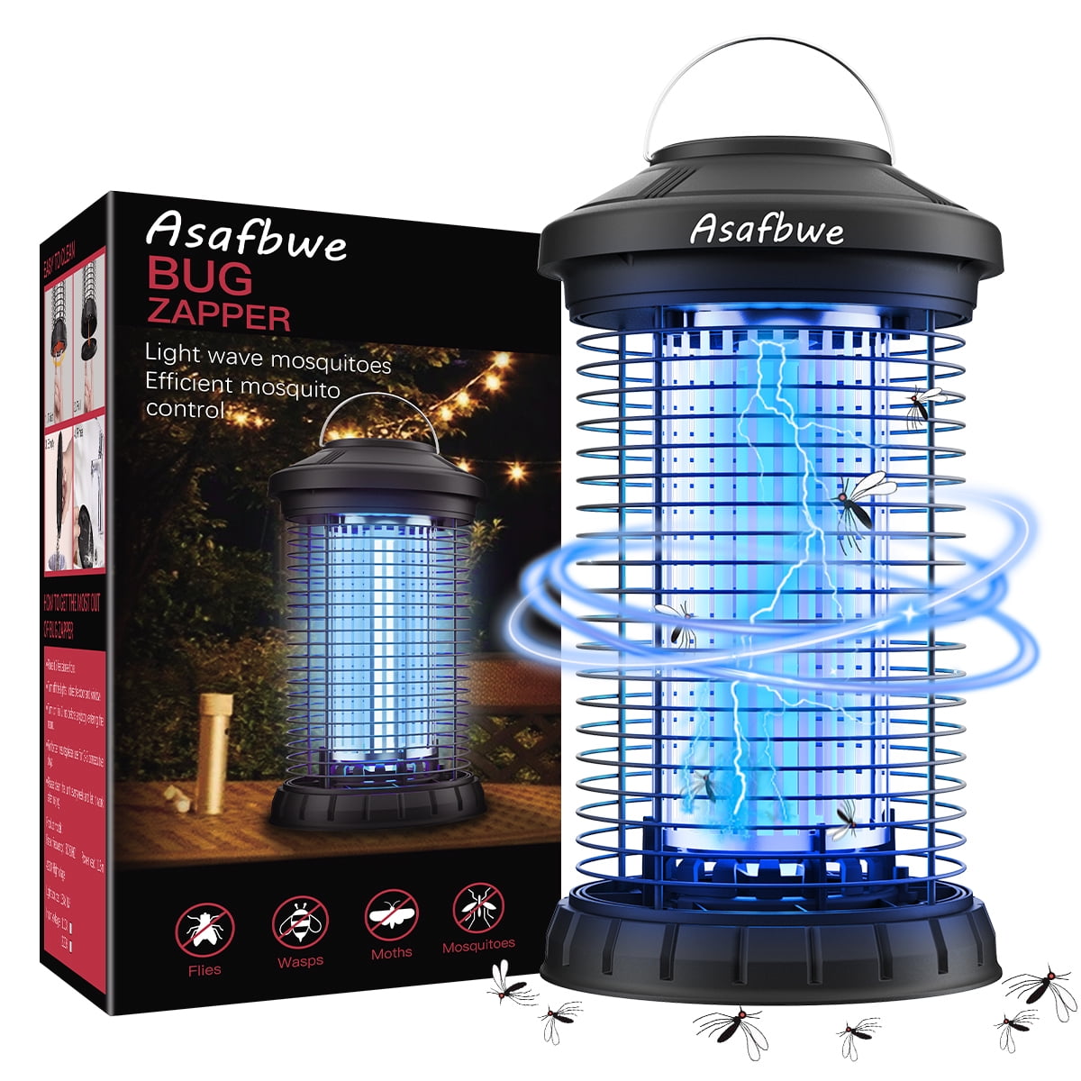 Bug Zapper Outdoor, Plug in Electric Mosquito Fly Zapper w/ 15W Light ...