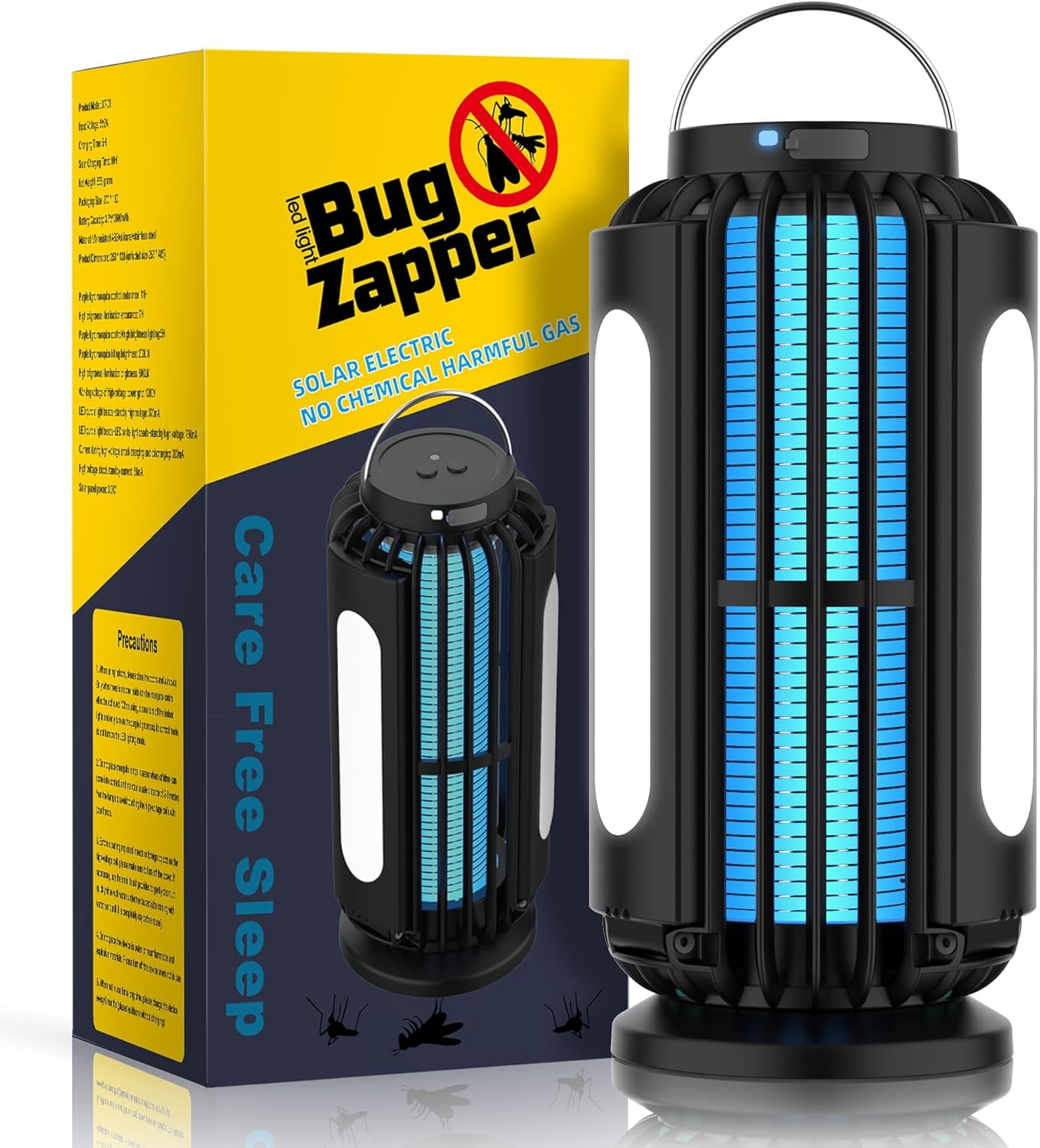 Bug Zapper Outdoor, Solar Bug Zapper with 3 Solar Panels, IP65 Bug ...