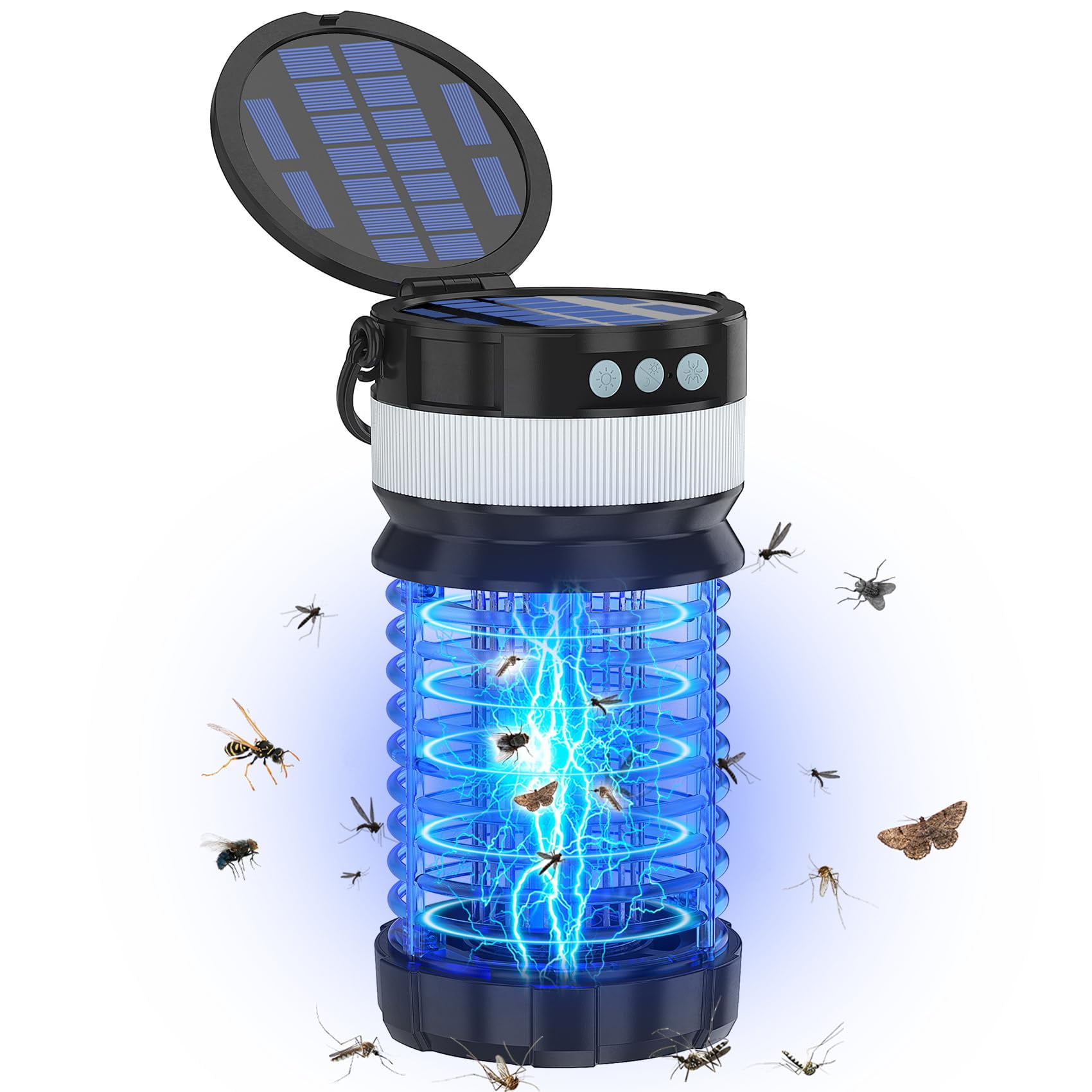 Bug Zapper Outdoor, Solar Powered Mosquito Zapper Outdoor, Rechargeable ...