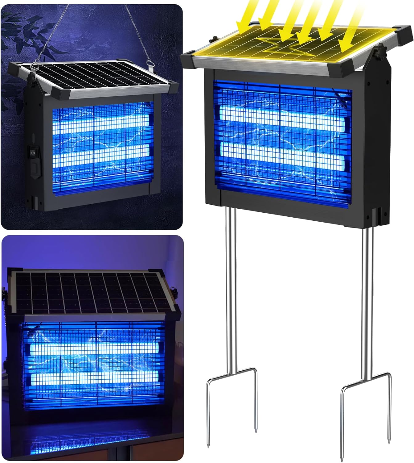 Bug Zapper Outdoor Solar Powered, Mosquito Zapper Indoor with 4500V ...