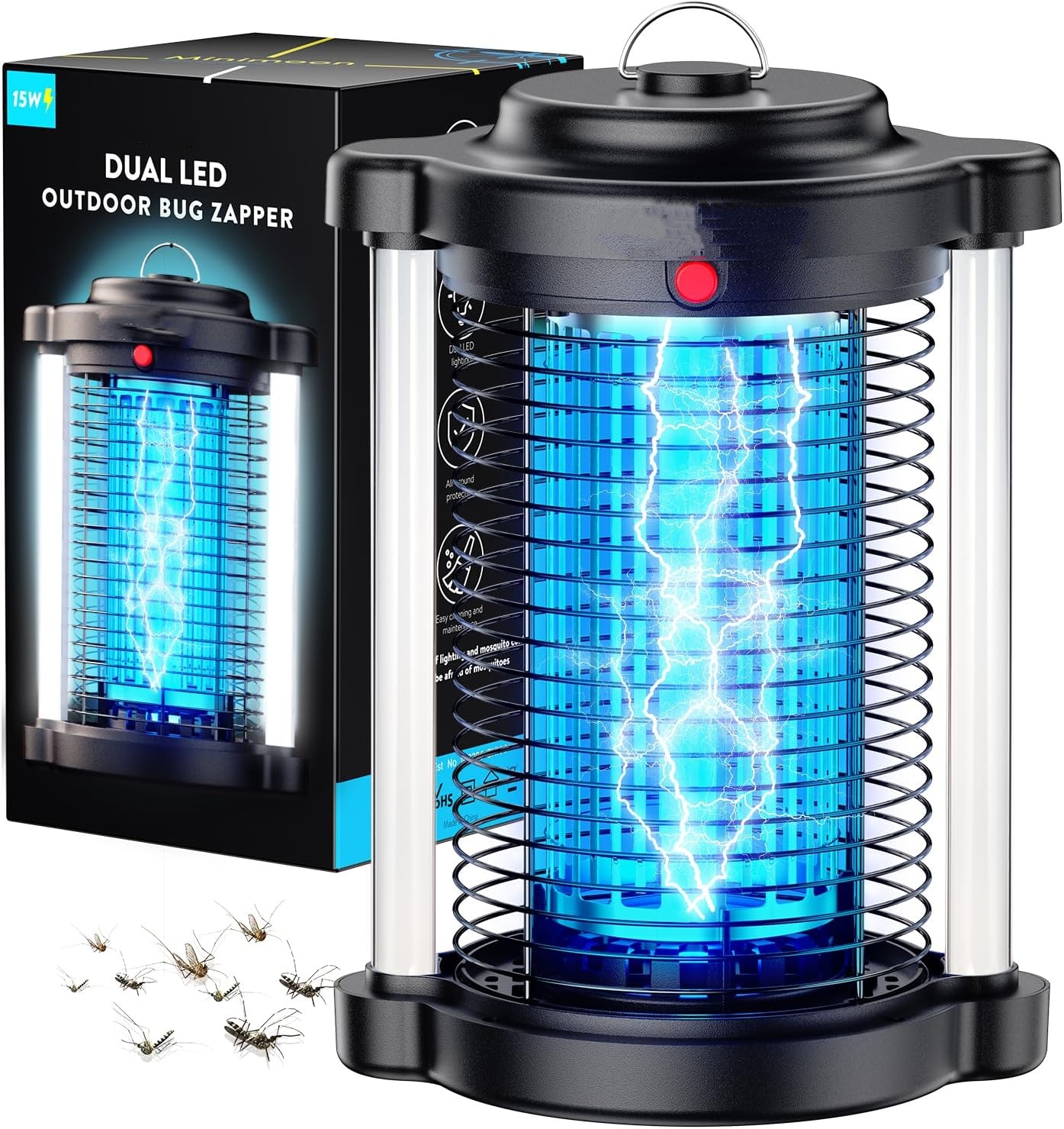 Bug Zapper Outdoor, Upgraded Mosquito Zapper with Dual LED Light, 4200V ...