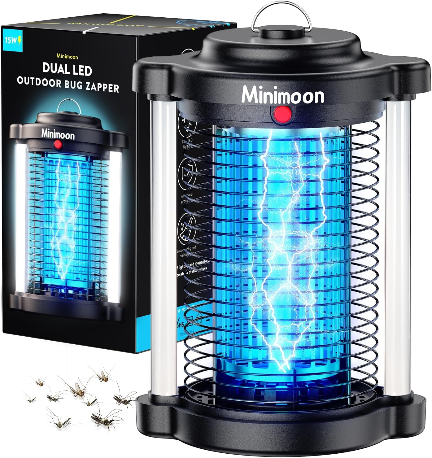 Bug Zapper Outdoor, Upgraded Mosquito Zapper with Dual LED Light, 4200V ...