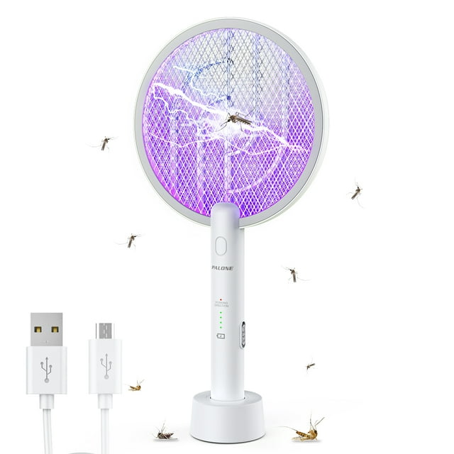 Bug Zapper, PALONE 2 in 1 USB Rechargeable Electric Fly Swatter Lamp & Racket, 3000V Pest ...