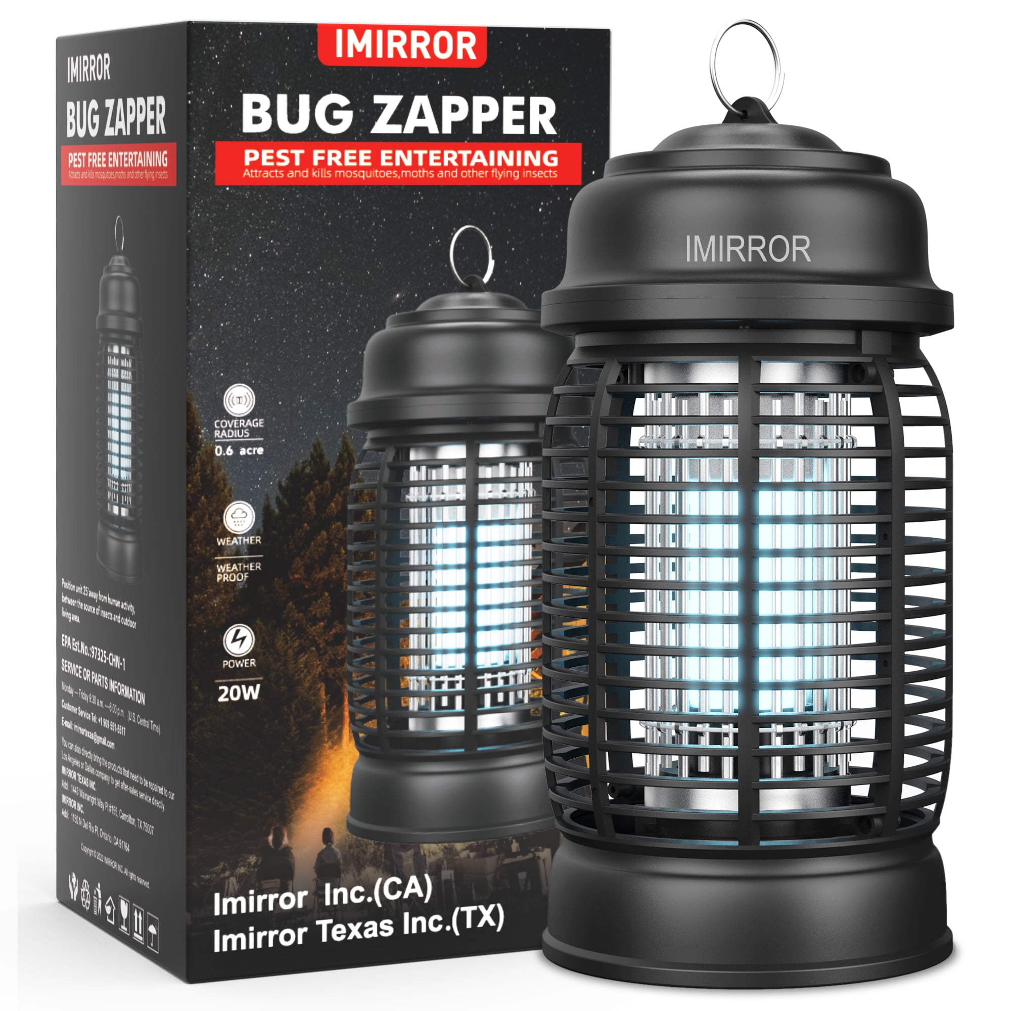 Bug Zapper, imirror Outdoor Bug Zapper, Waterproof Electronic Mosquito ...