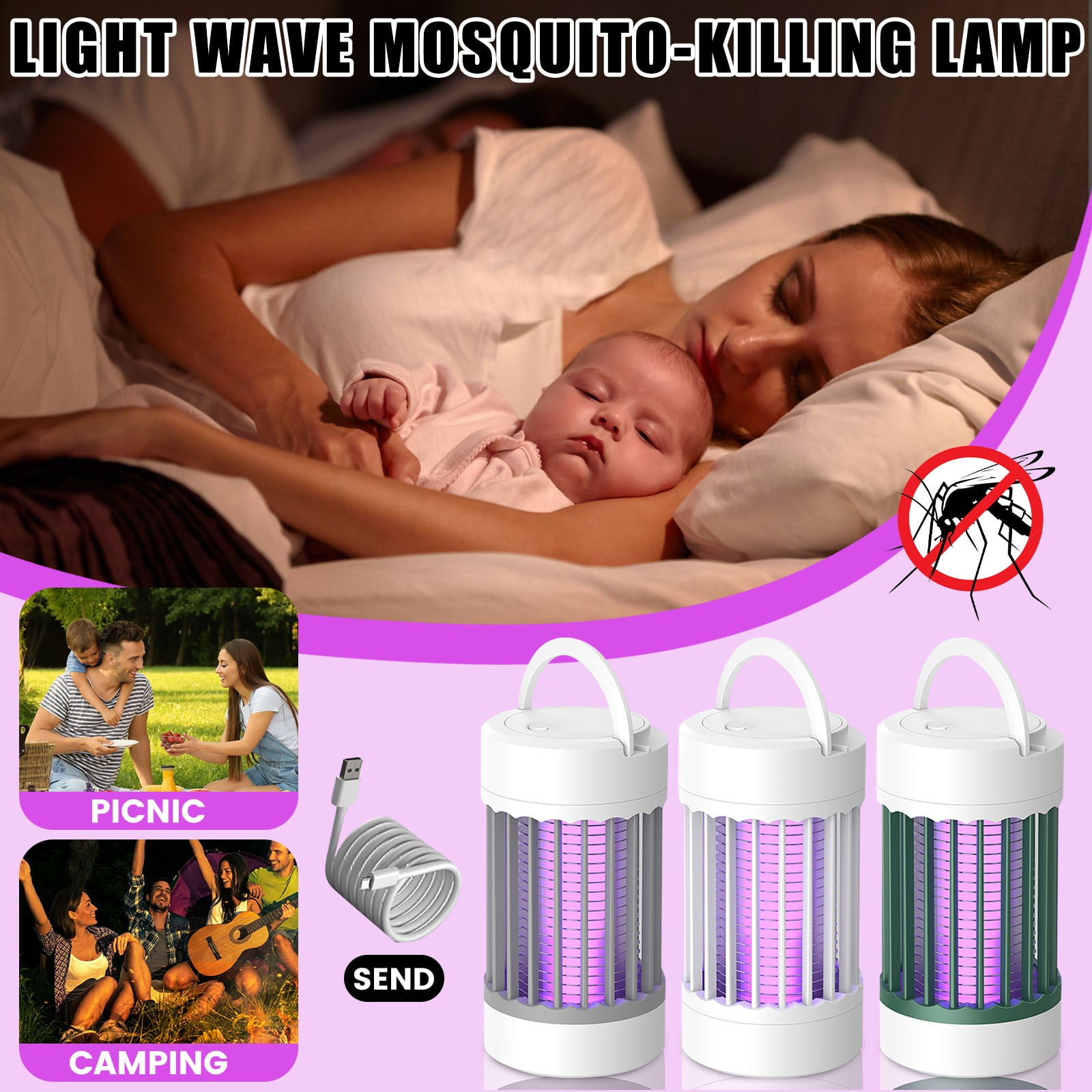 Bug Zappers Indoor & Outdoor Rechargeable Fly Trap Zappers with USB Power Supply, Powerful ...