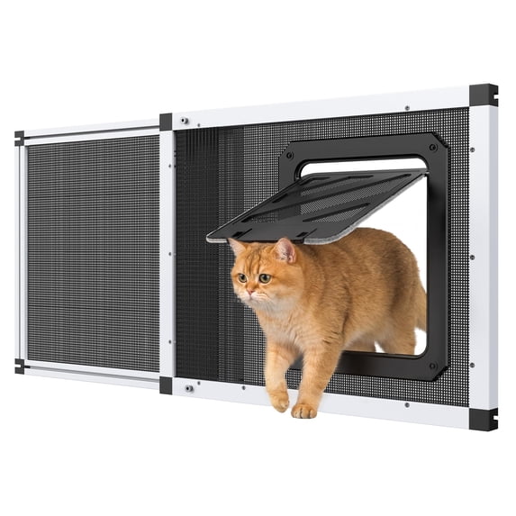 Bug-proof Screen Cat Door For Window 32"-37" Adjustable Width 1-mintall ...
