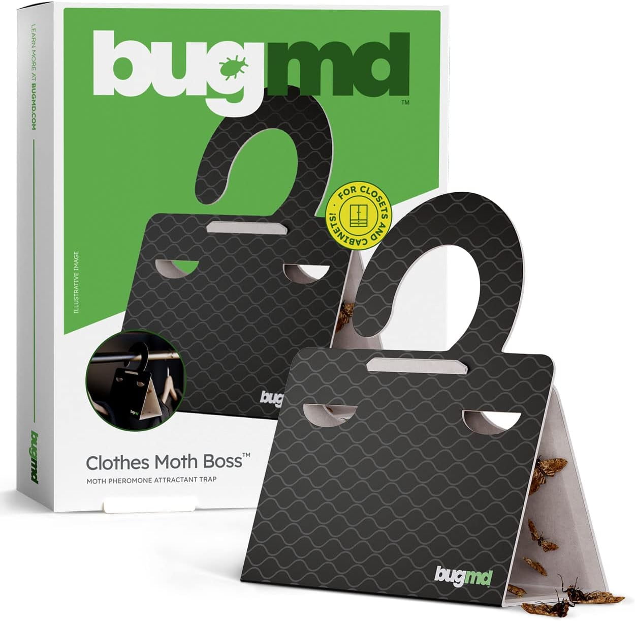 BugMD Clothes Moth Boss Traps (18 Count, Black) - Sticky Glue Bug ...