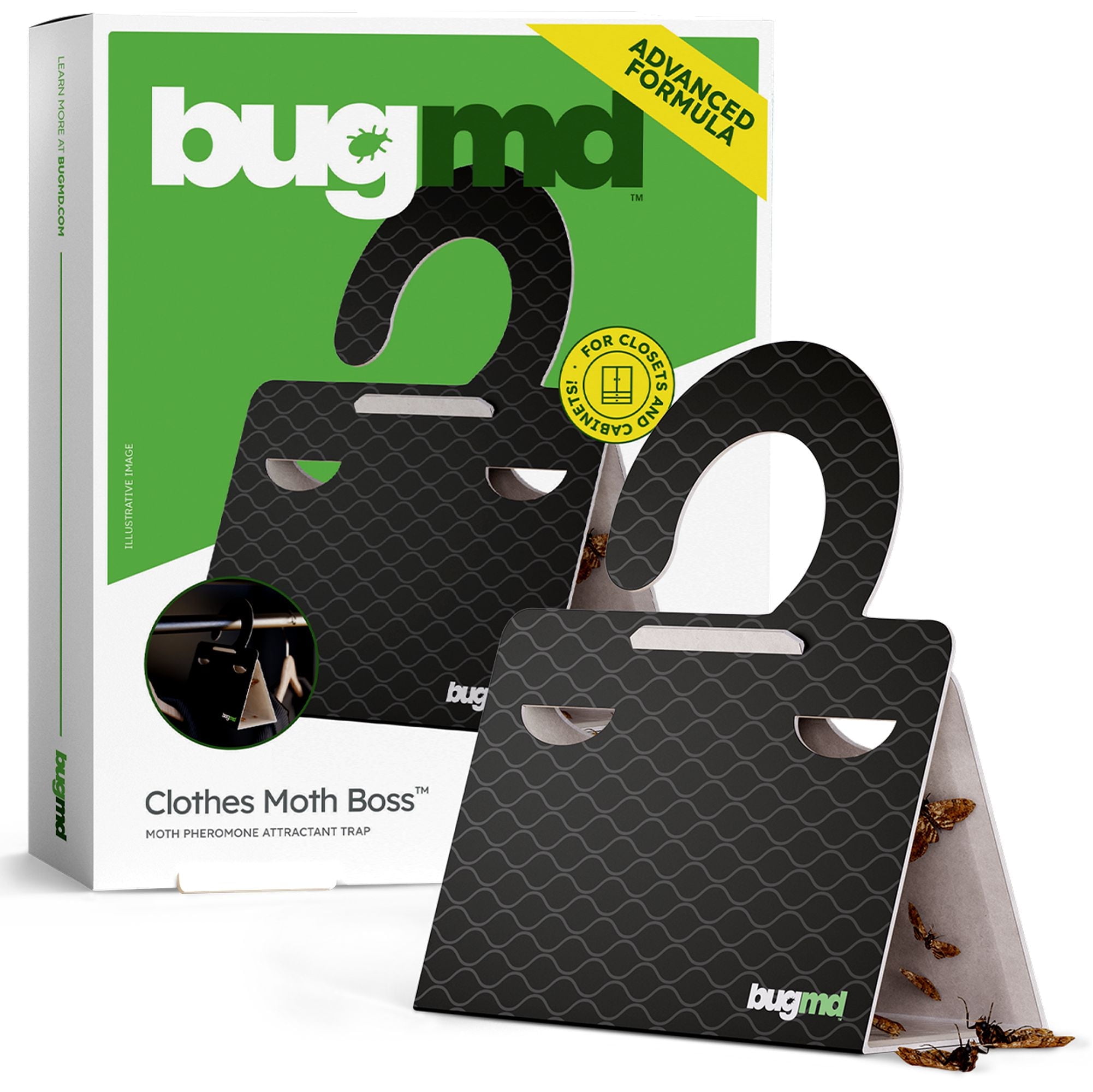 bugmd Clothes Moth Boss Traps, Black, 6 Count, Pheromone Glue for ...