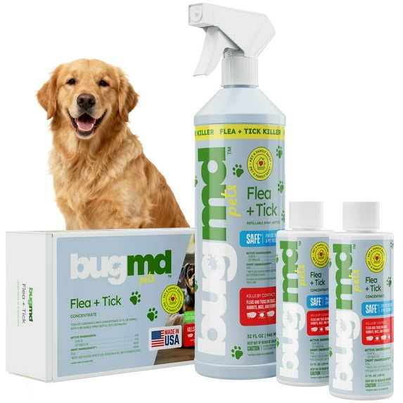 bugmd Flea and Tick Spray Concentrate, Natural Essential Oil Formula, 3 ...