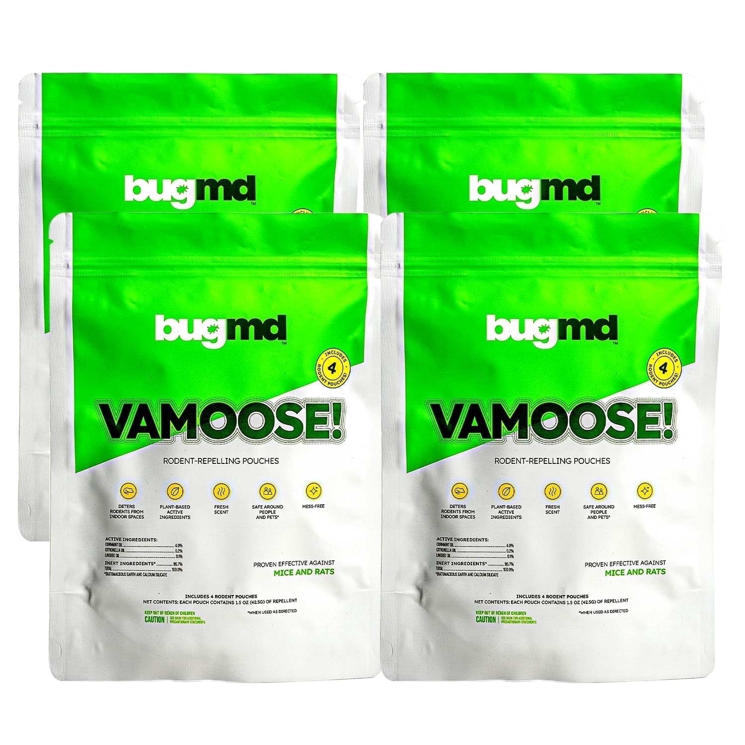 bugmd Vamoose Rodent Repellent Pouches, 4 Pack, Mice and Rat Deterrent ...