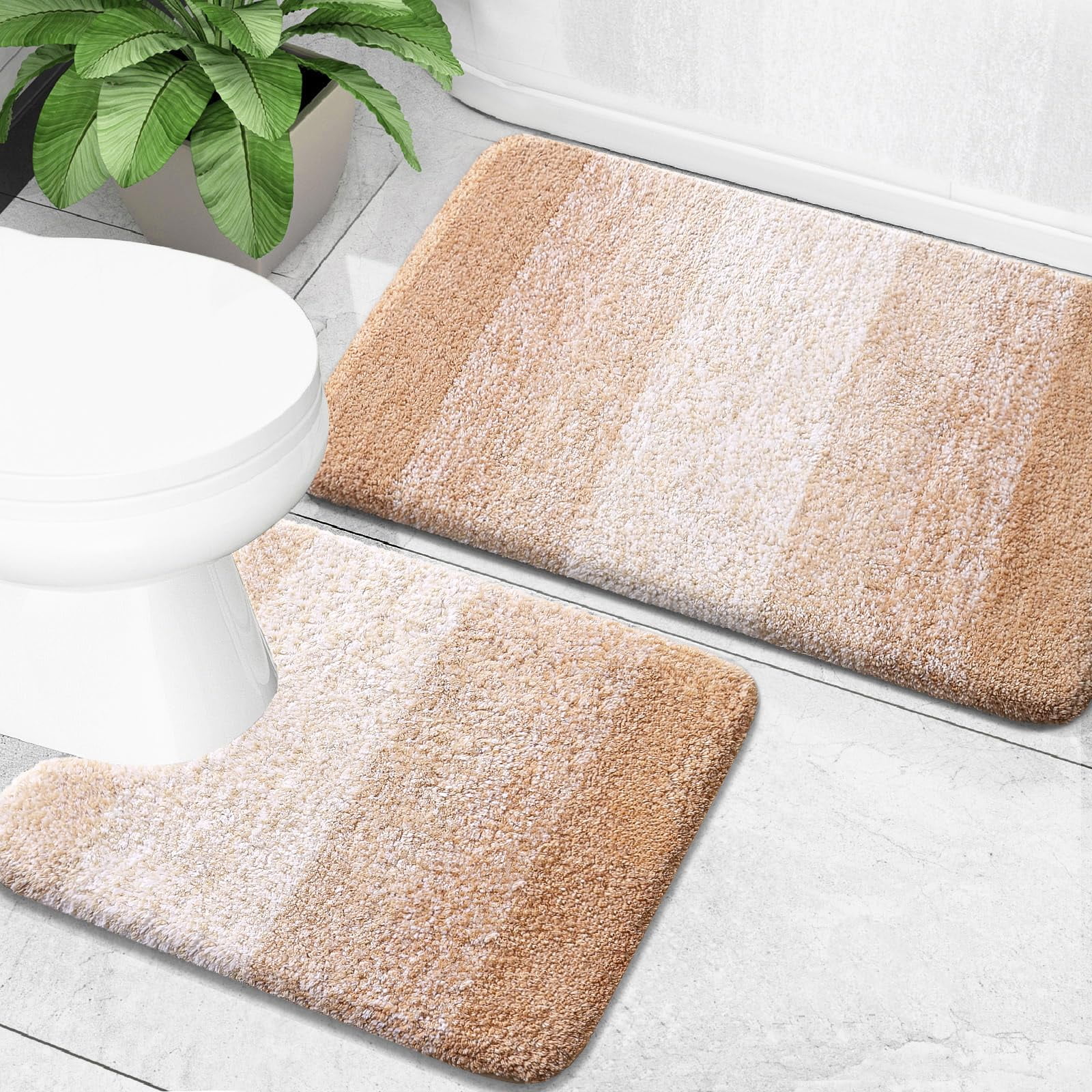 Buganda Bathroom Rugs Sets 2 Pieces, Soft Absorbent Microfiber Bath Mat ...