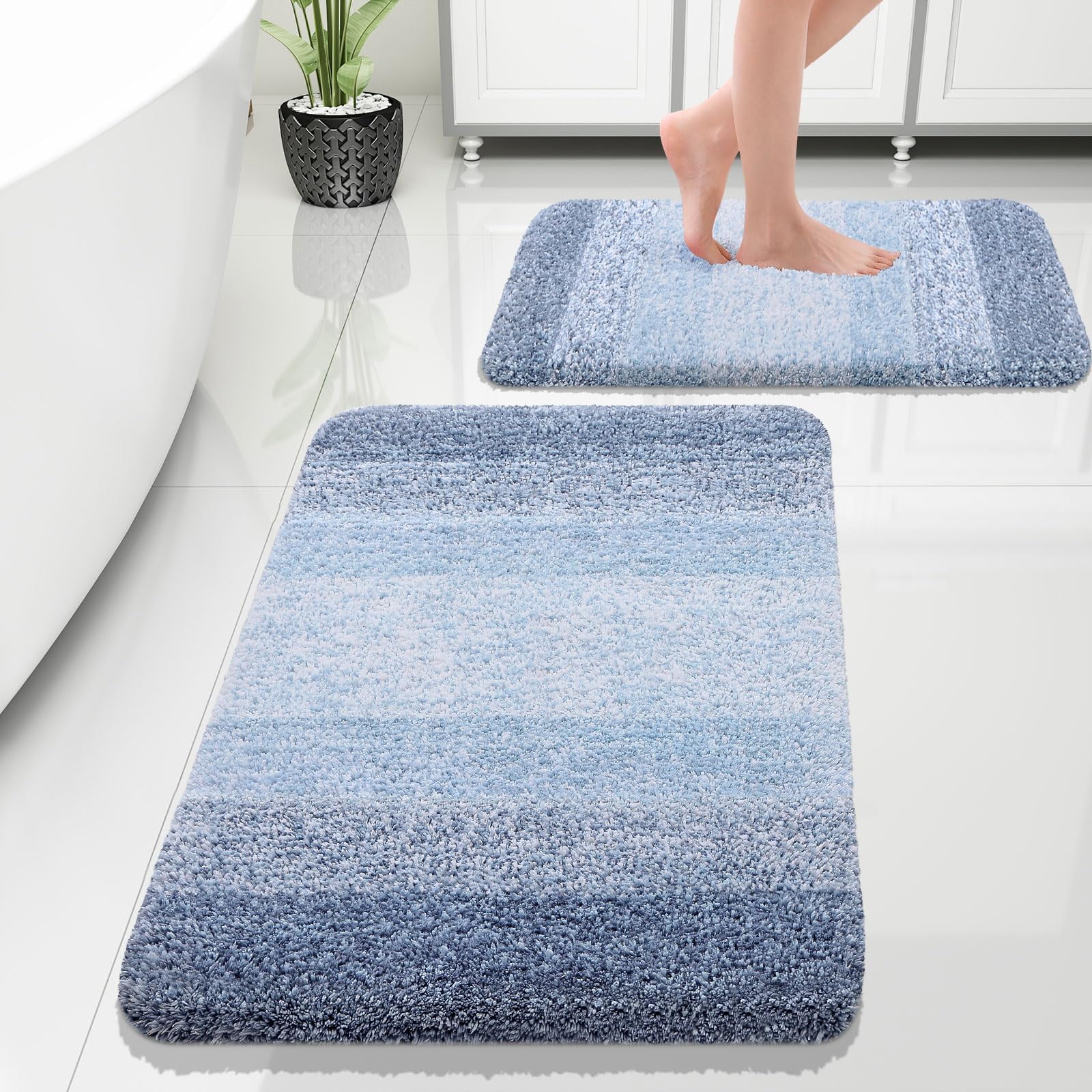 Buganda Bathroom Rugs Sets 2 Pieces, Soft Absorbent Microfiber Bath ...