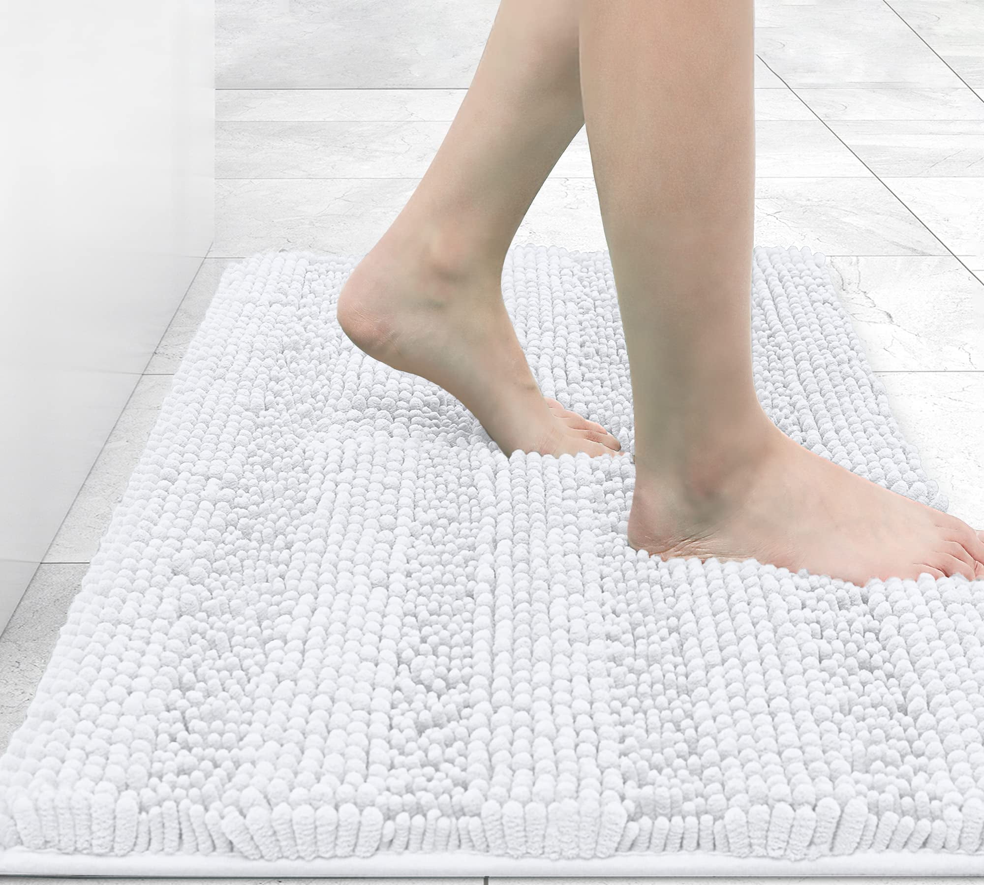 Buganda Chenille Striped Bathroom Rugs, Extra Soft and Absorbent Bath ...