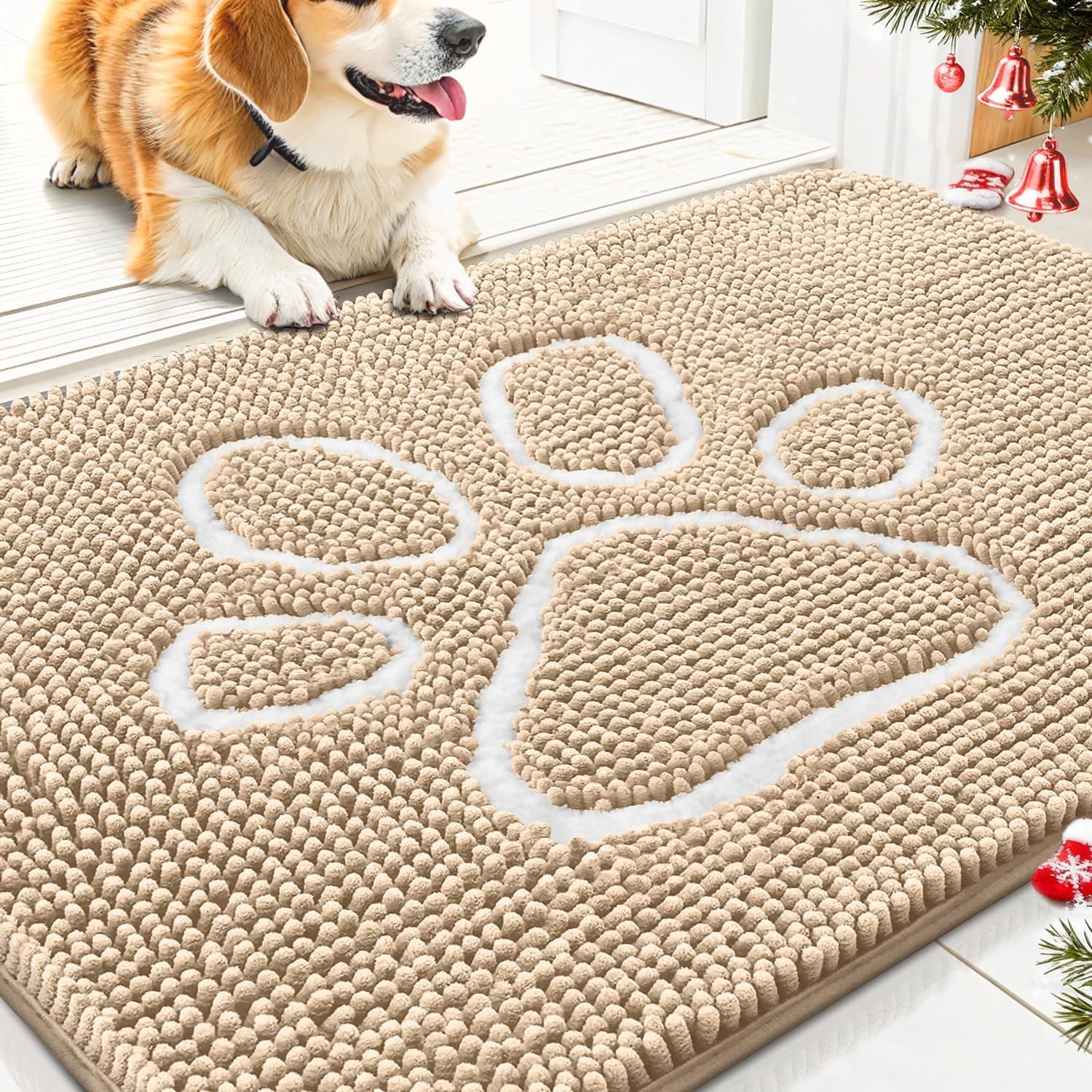 Buganda Dog Door Mats for Muddy Paws, Washable Dirt Trapper Front Door ...