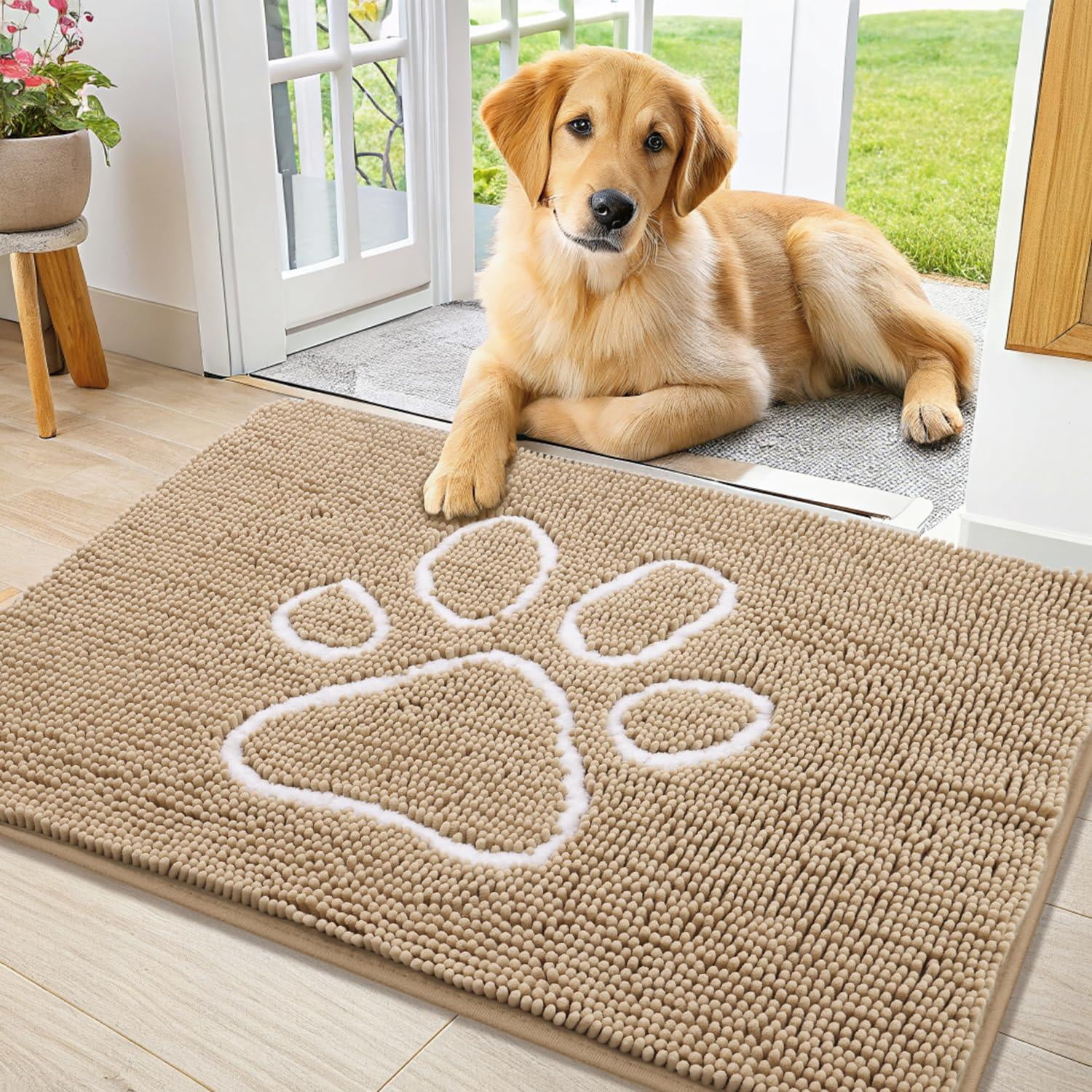 "Buganda Dog Door Mats for Muddy Paws, Washable Dirt Trapper Indoor ...