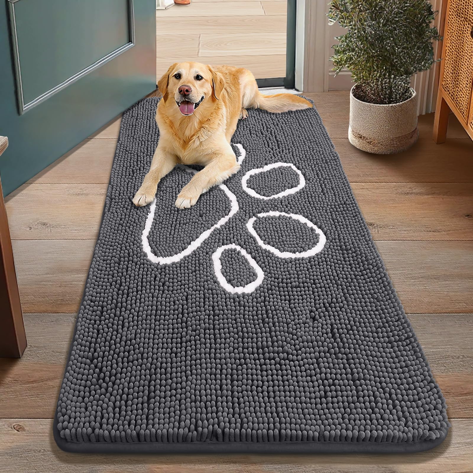 Buganda Dog Door Mats for Muddy Paws, Washable Dirt Trapper Front Door ...
