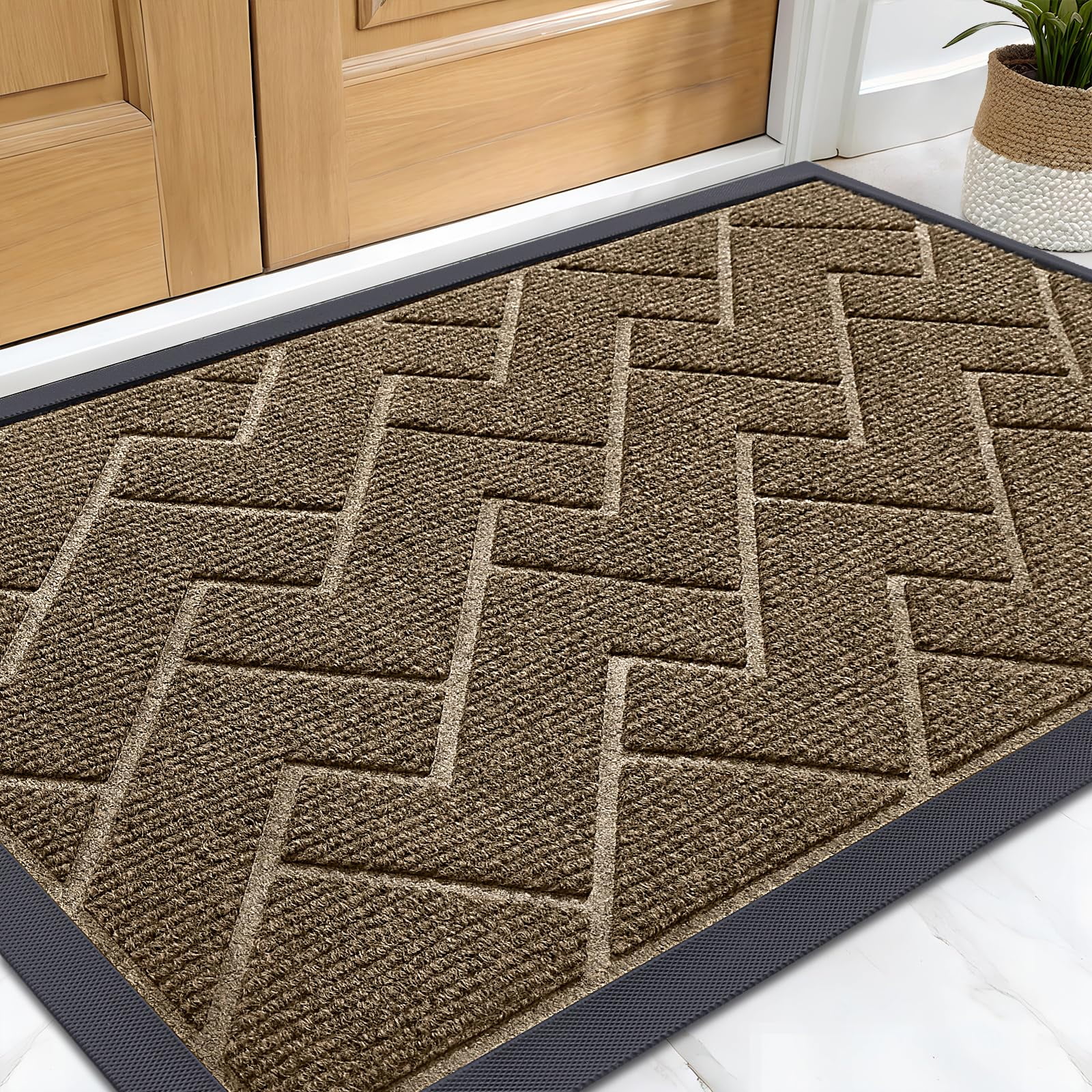 Buganda Door Mat Outside, Waterproof Low Profile Welcome Mat, Heavy ...