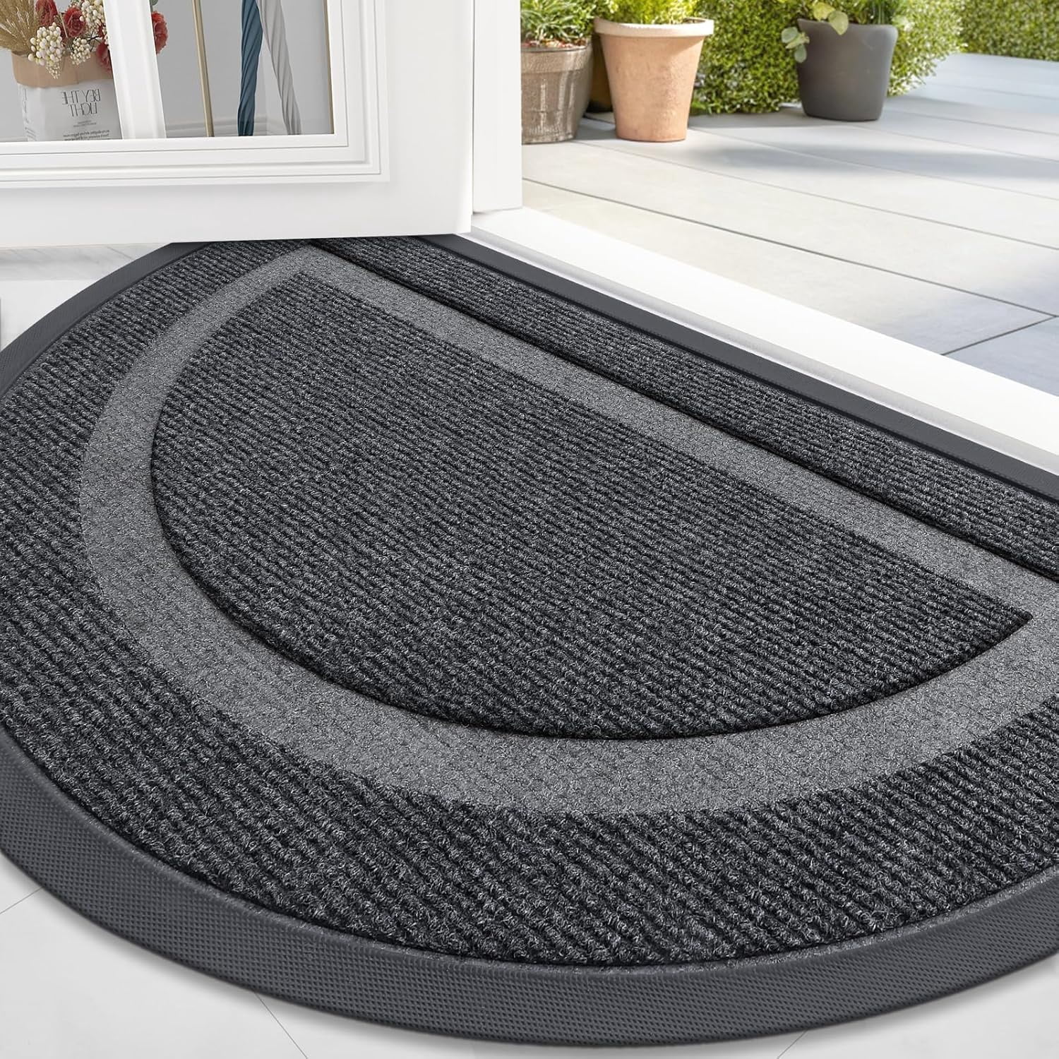 Buganda Half Round Door Mat, Heavy Duty Rubber Entrance Mat, Low ...