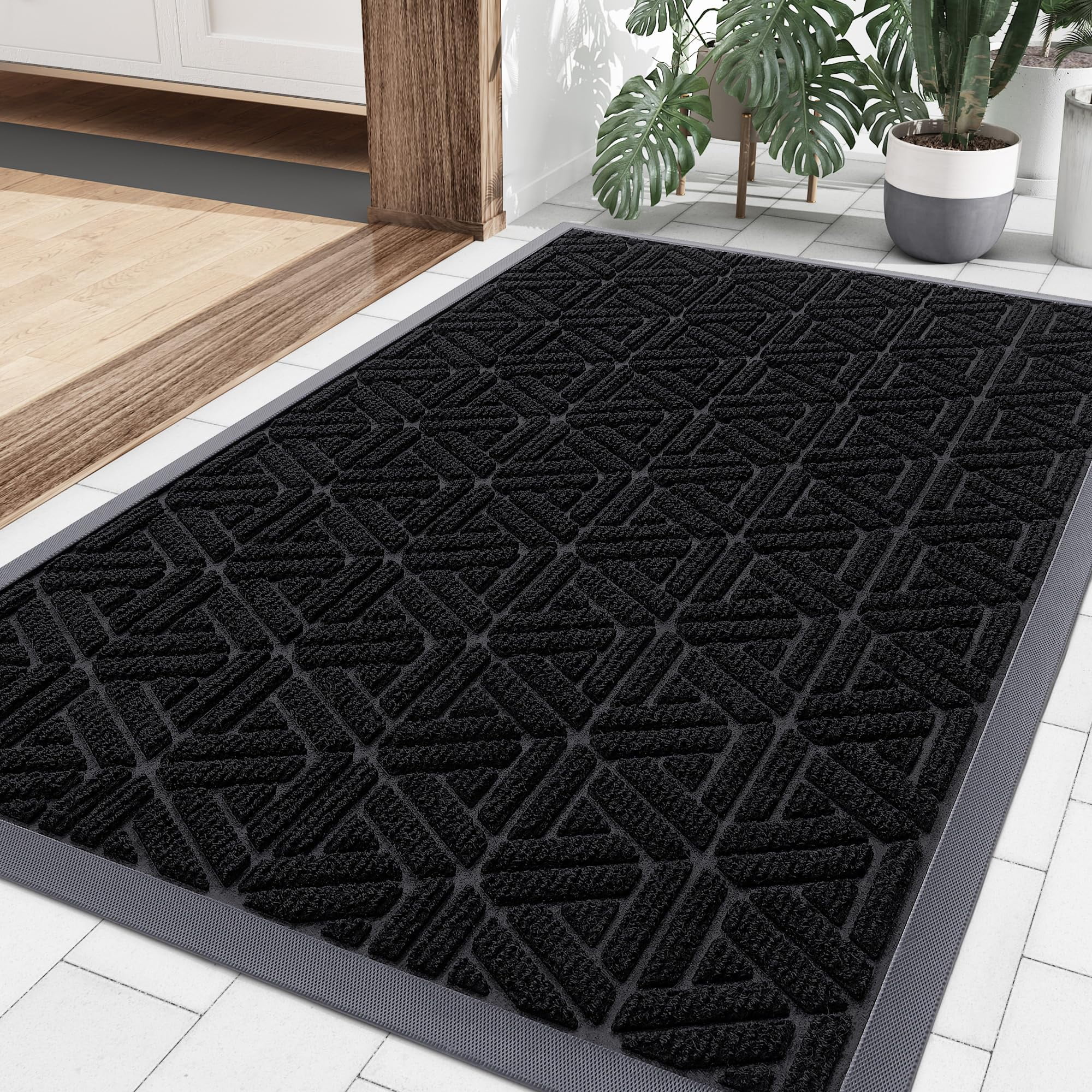 Buganda Heavy Duty Door mat, 17"x29.5" Low Profile Rubber Doormat, Non ...