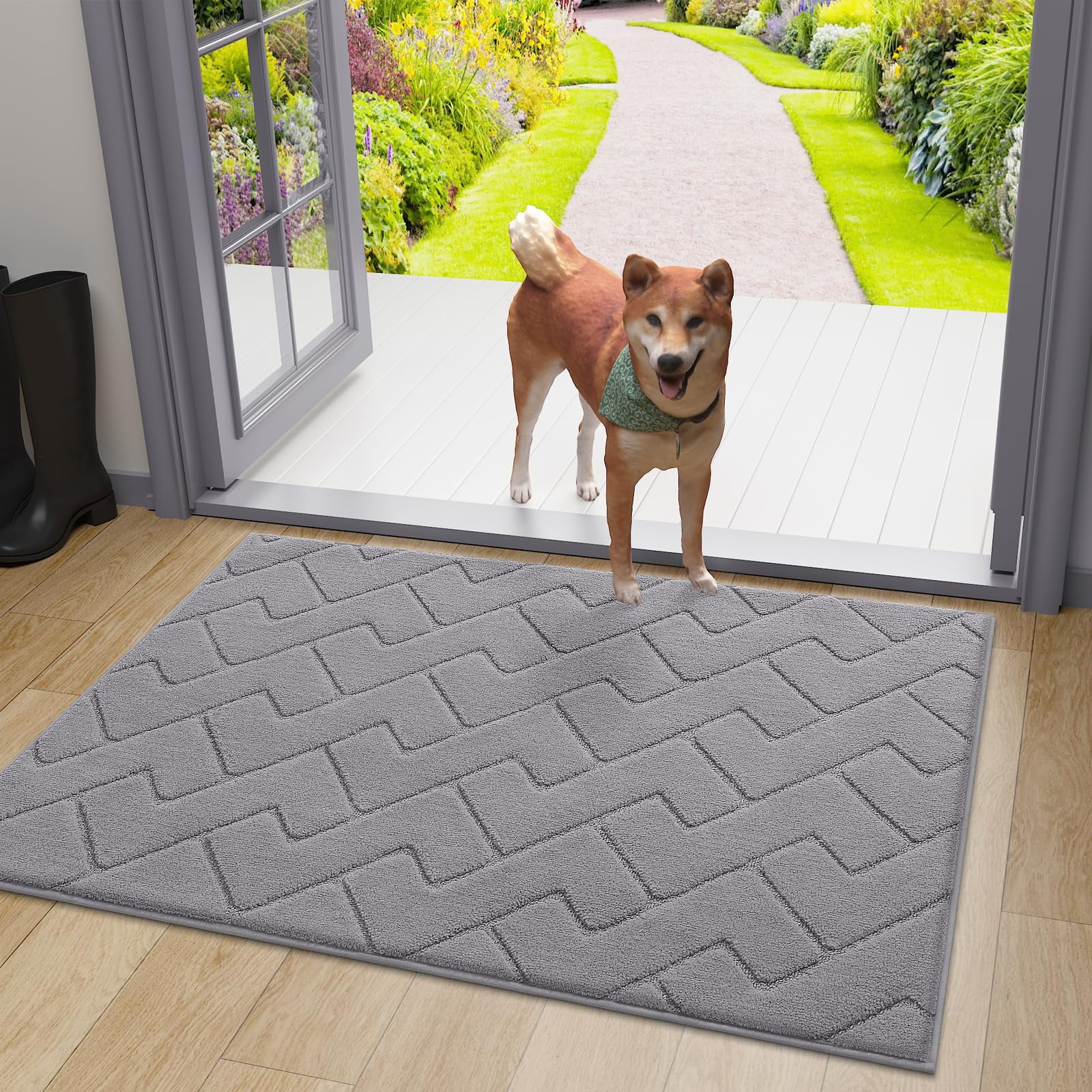 Buganda Indoor Doormat for Entrance, Washable Dirt Trapper Front Door ...