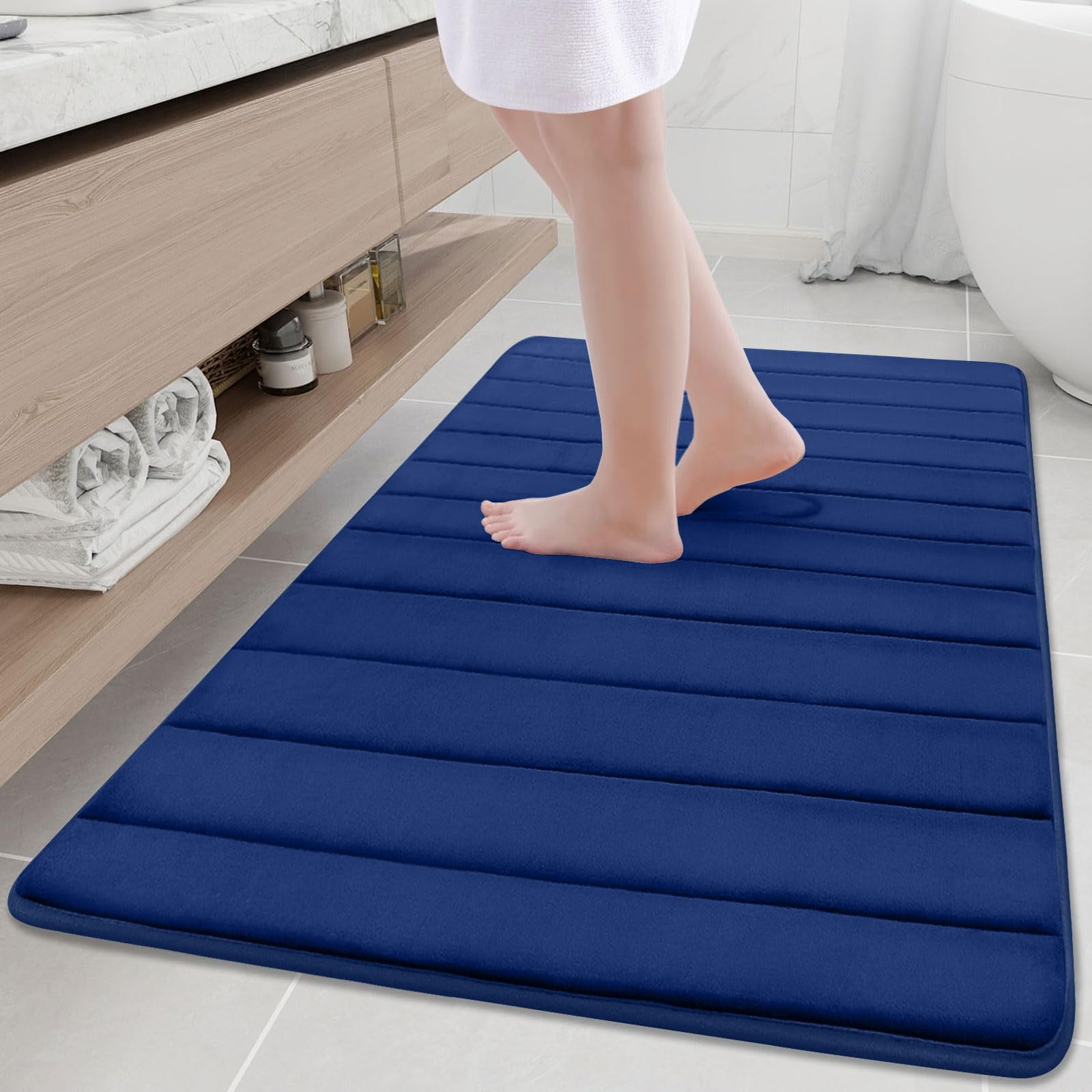 "Buganda Large Memory Foam Bath Mat, Thick & Soft, Absorbent Bathroom ...