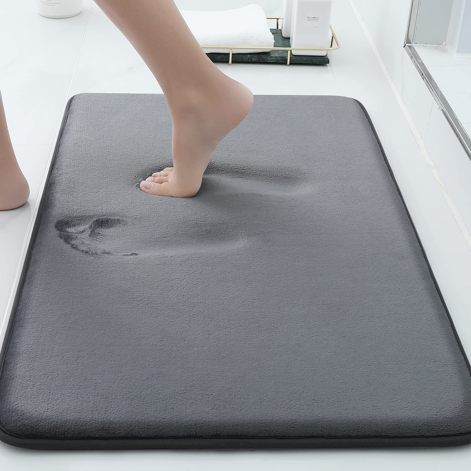 Buganda Memory Foam Bathroom Rug, Absorbent Soft Washable Bath Mat ...