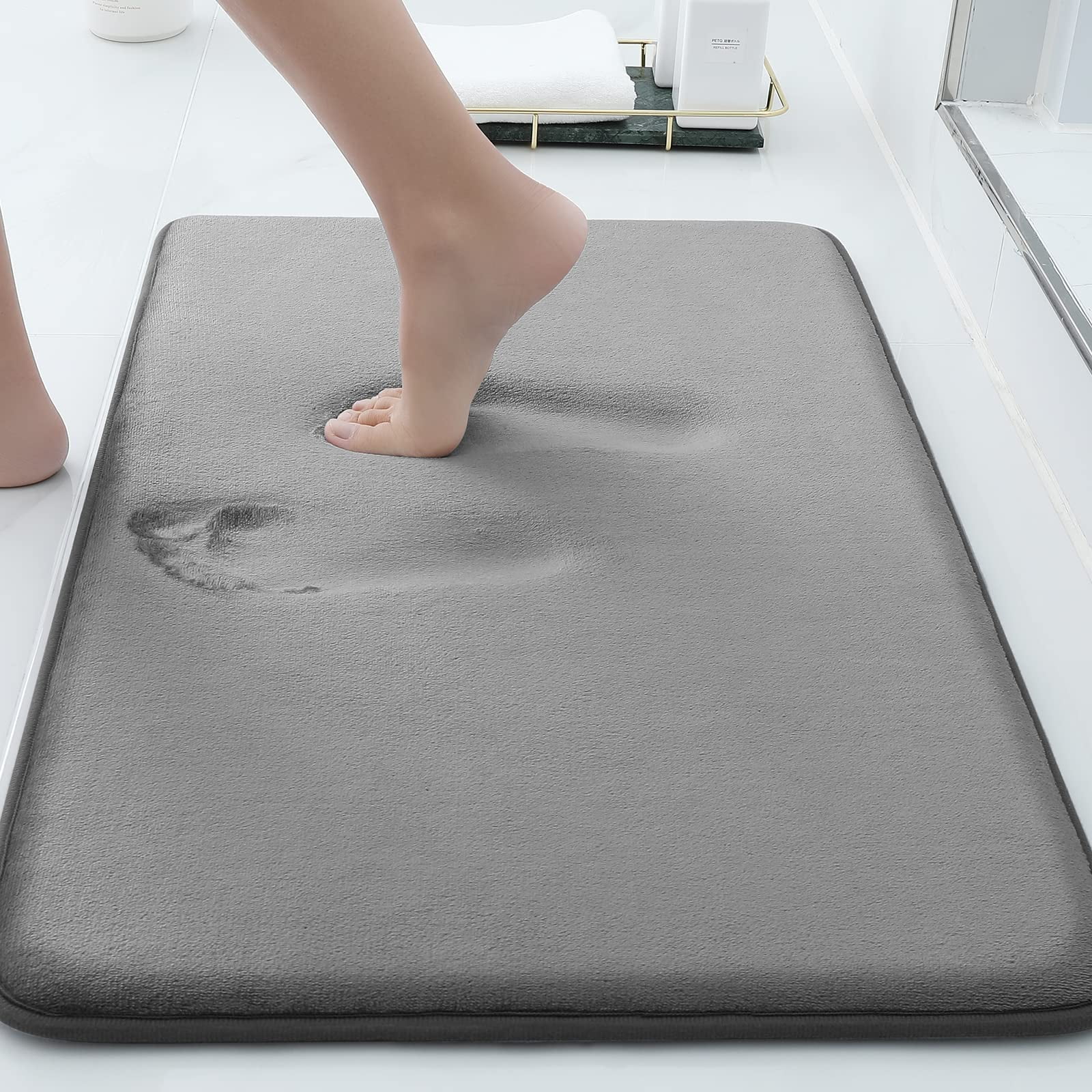 Buganda Large Quick Dry Memory Foam Bath Rug, Non-Slip, Absorbent, Soft ...