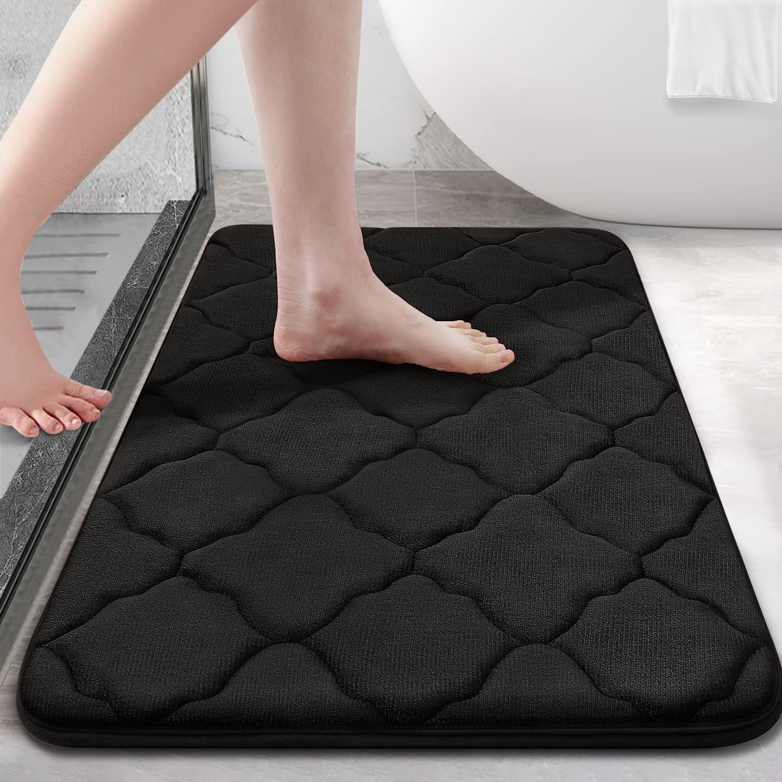 Non-Slip Buganda Memory Foam Bathroom Rug, Ultra Absorbent Soft Bath ...