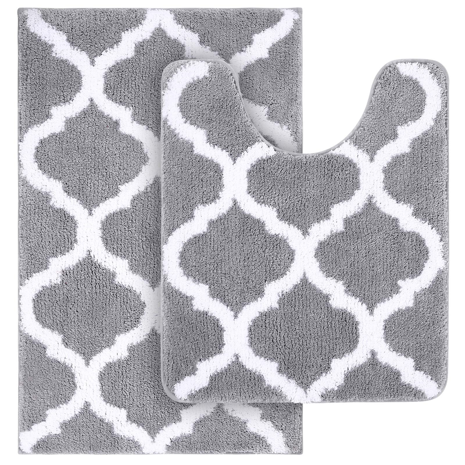 Buganda Microfiber Bathroom Rugs Set 2 Piece,U-Shaped Toilet Rug ...