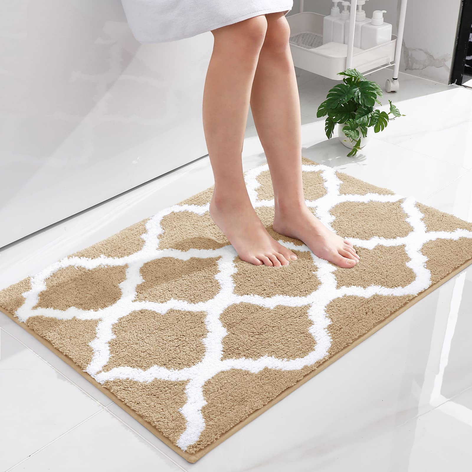 Buganda Microfiber Plush Floor Bathroom Rugs, Extra Absorbent Non-Slip ...