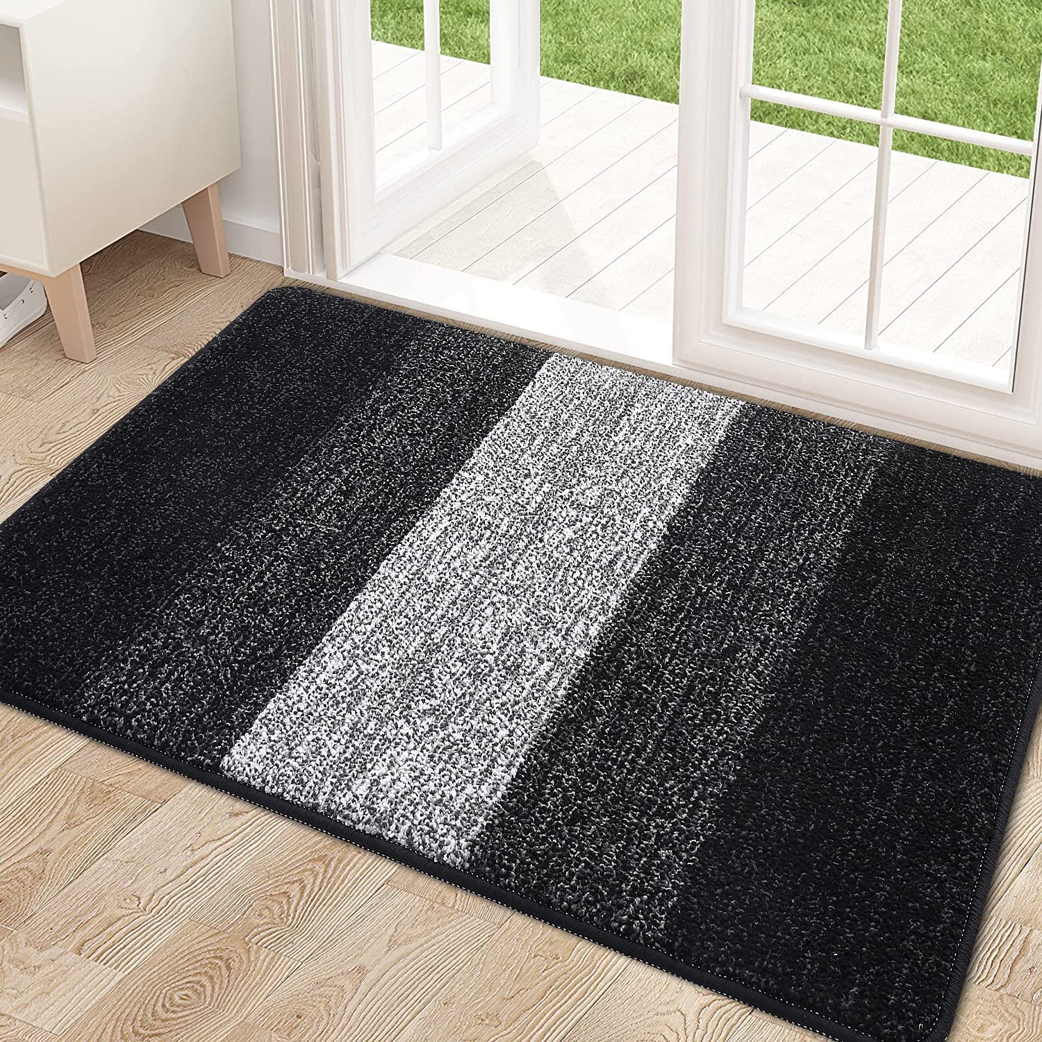 Buganda Indoor Door Mat, Absorbent Doormat for Entryway, 20x32, Black ...