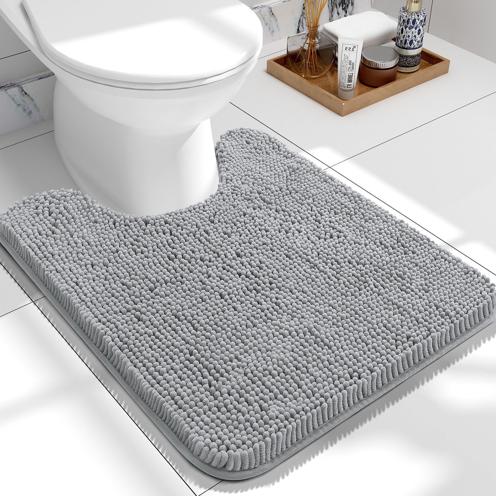 Buganda Toilet Rugs U-Shaped 24x20, Quick Dry Machine Washable Chenille ...