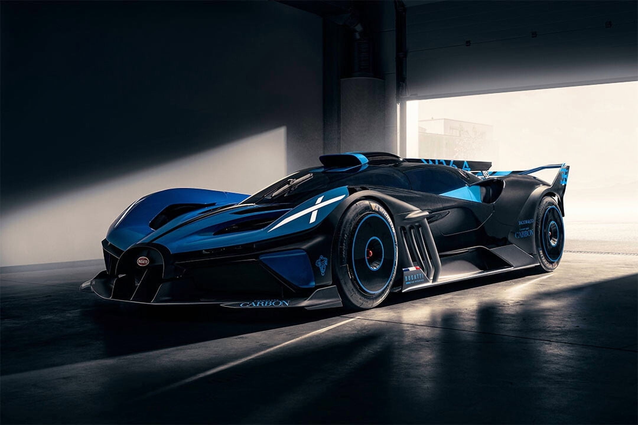 Bugatti Bolide Blue Racing Car Sport Wall Indoor Decor - 24x36 Inch ...