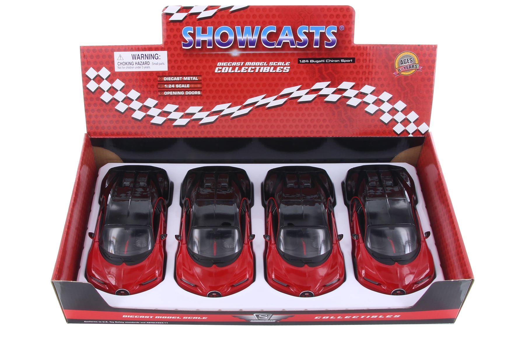 Bugatti Chiron Hardtop, Red - Showcasts 37524 - 1/24 Scale Set of 4 ...