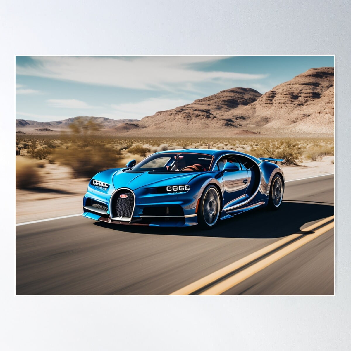 Bugatti Chiron In The Desert Poster Wall Art, Modern Wall Decor For ...